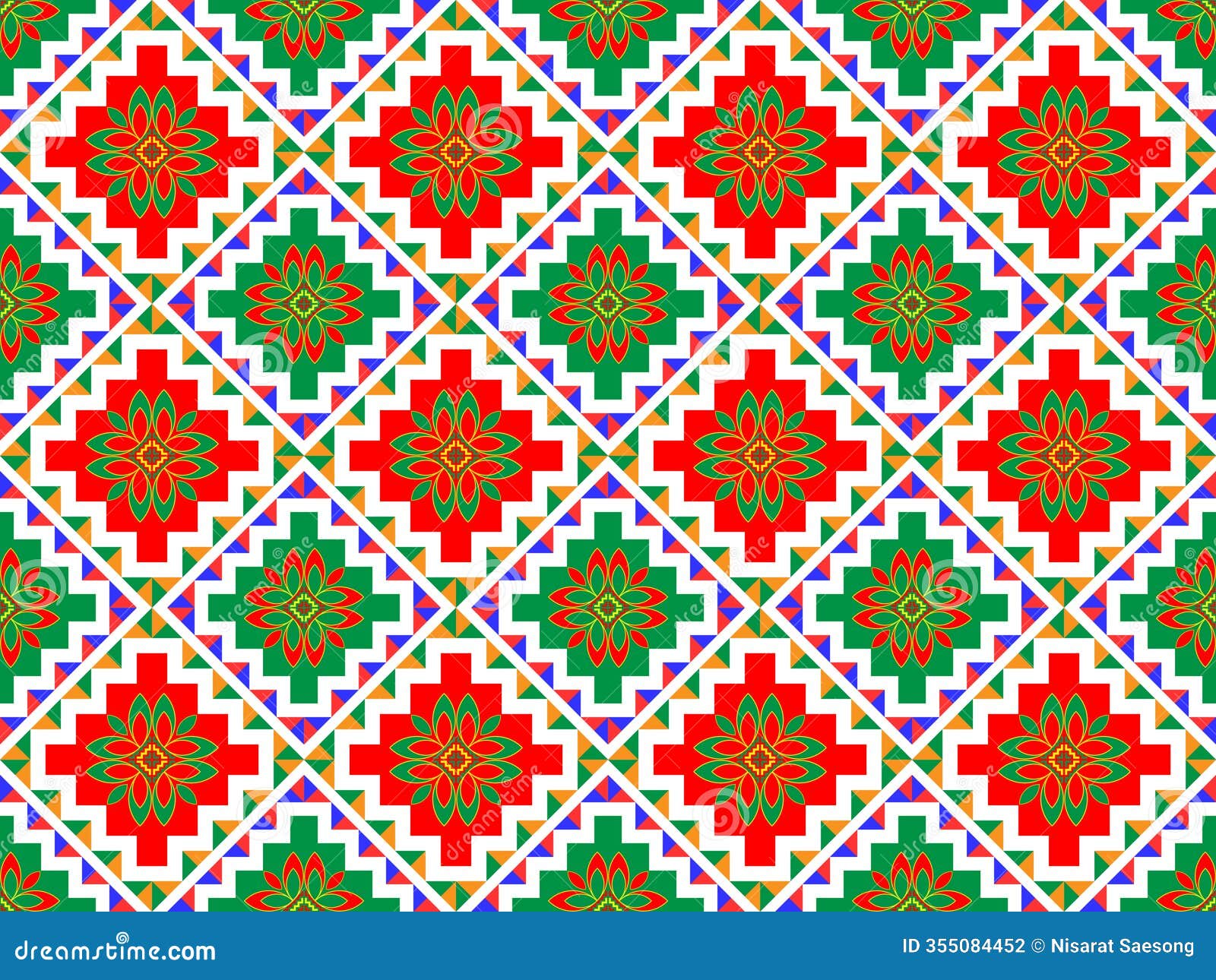 Hmong Ethnic Fabric Pattern Designed in the Style of White Hmong, Green ...
