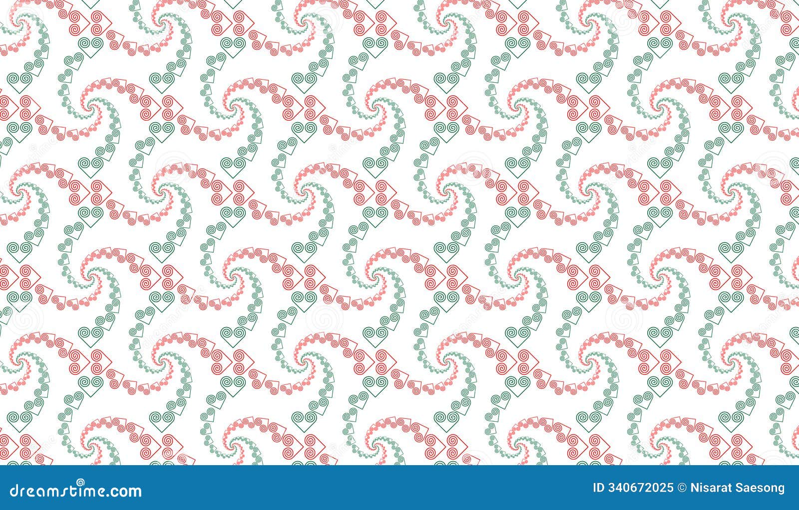 Hmong Ethnic Pattern, 90 Degree Spiral Heart Pattern, Green and Red ...