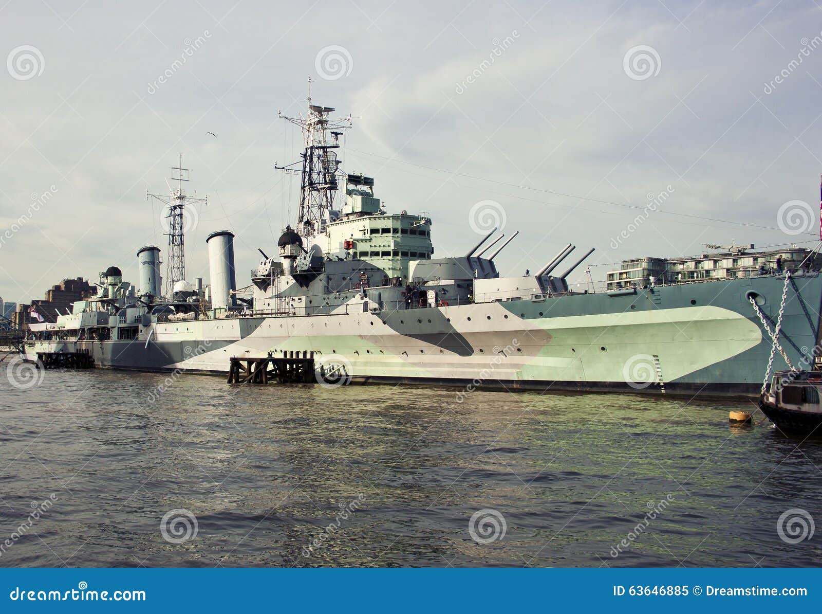HMS Belfast Warship stock image. Image of tourism, england - 63646885