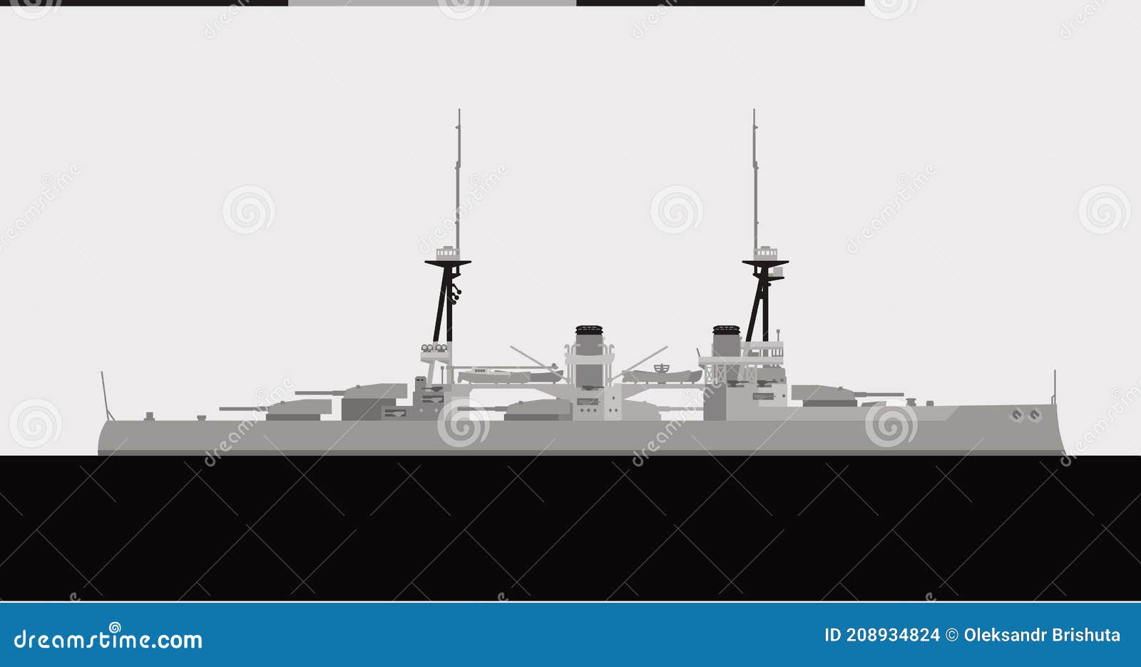 HMS NEPTUNE 1911. Royal Navy Battleship. Stock Illustration ...