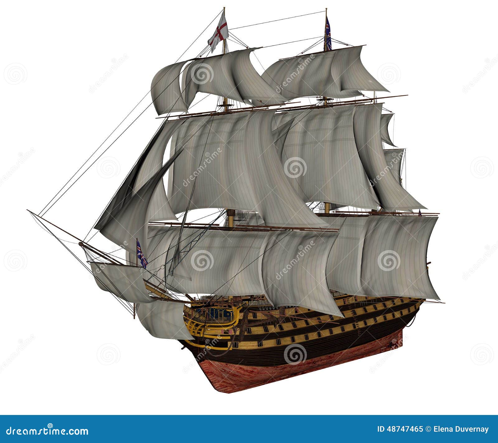 HMS Victory Ship With British Flags Royalty-Free Stock Image ...