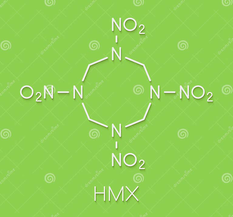 HMX Octogen Explosive Molecule. Skeletal Formula. Stock Illustration ...