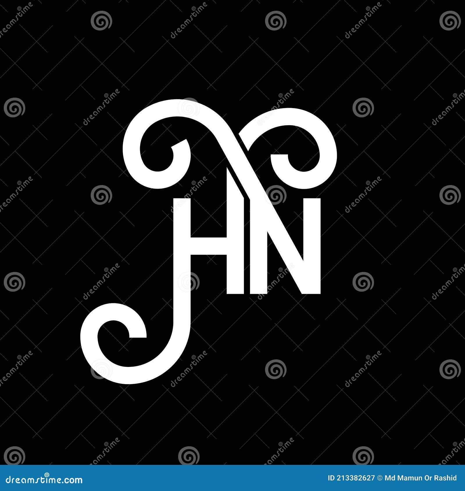 HN Letter Logo Design on Black Background. HN Creative Initials Letter ...
