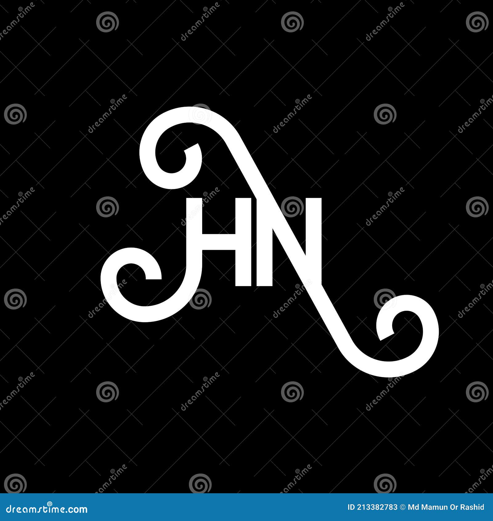 HN Letter Logo Design on Black Background. HN Creative Initials Letter ...