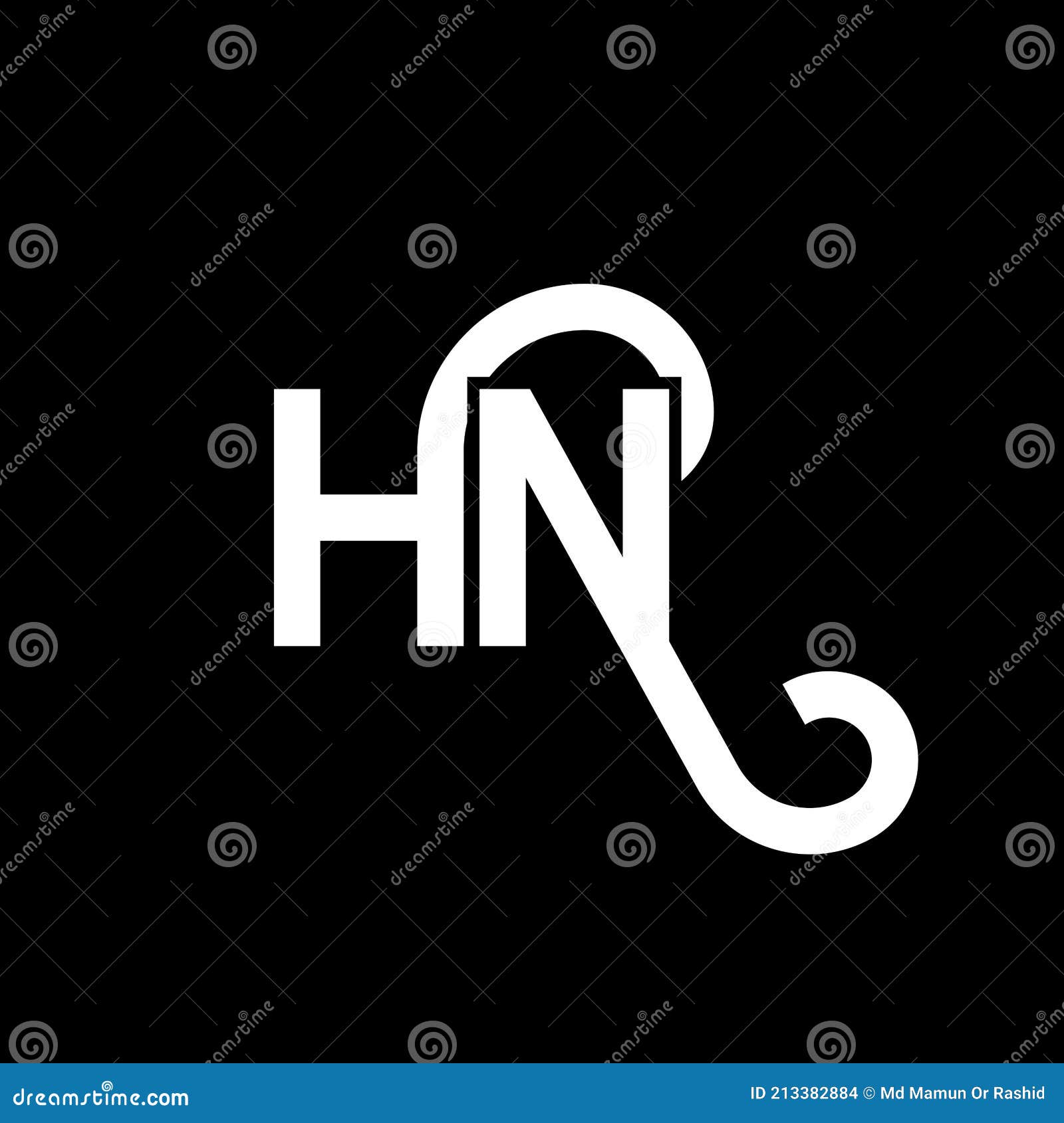 HN Letter Logo Design on Black Background. HN Creative Initials Letter ...