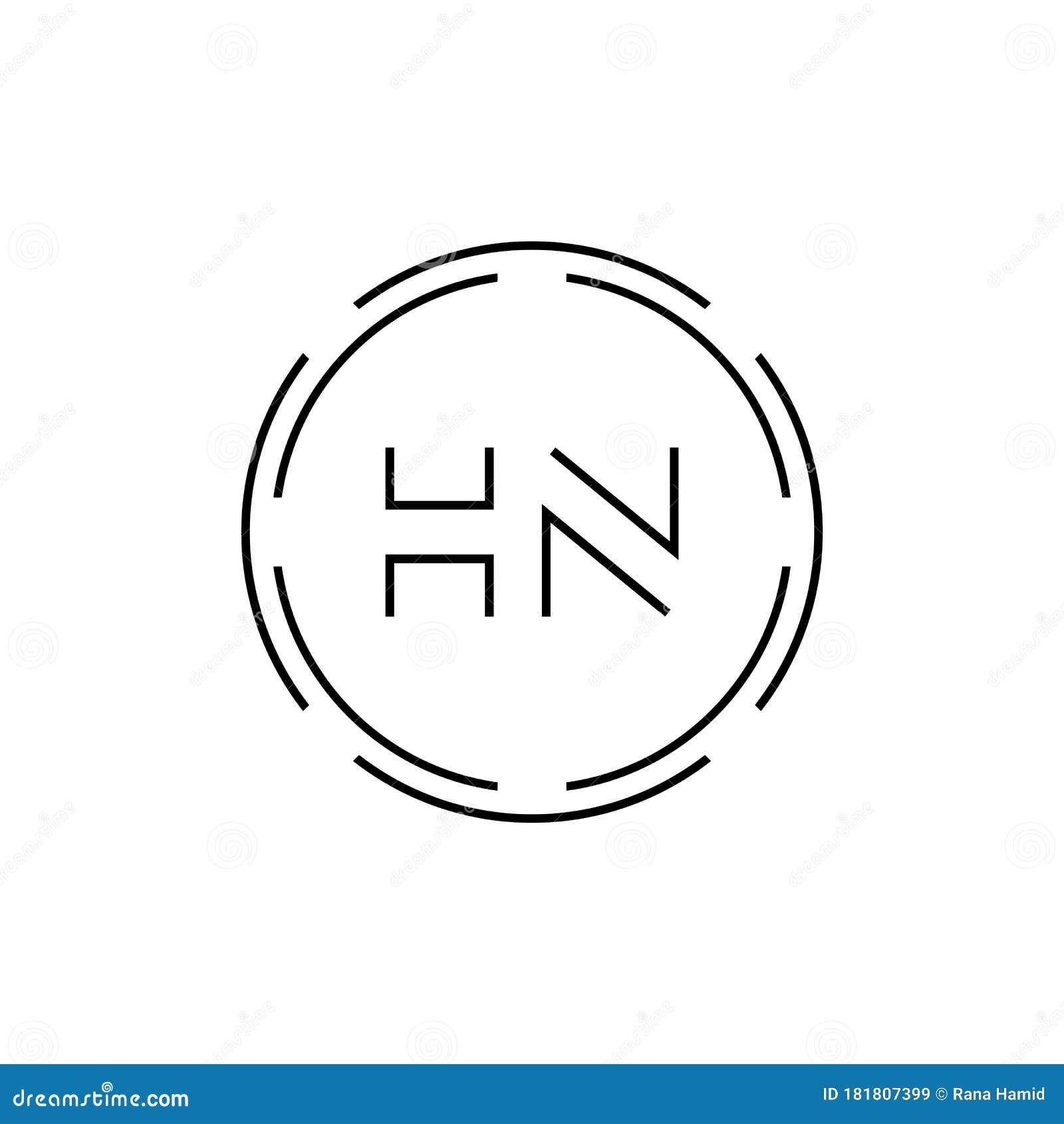 HN Logo Design Vector Template. Initial Circle Letter HN Vector ...