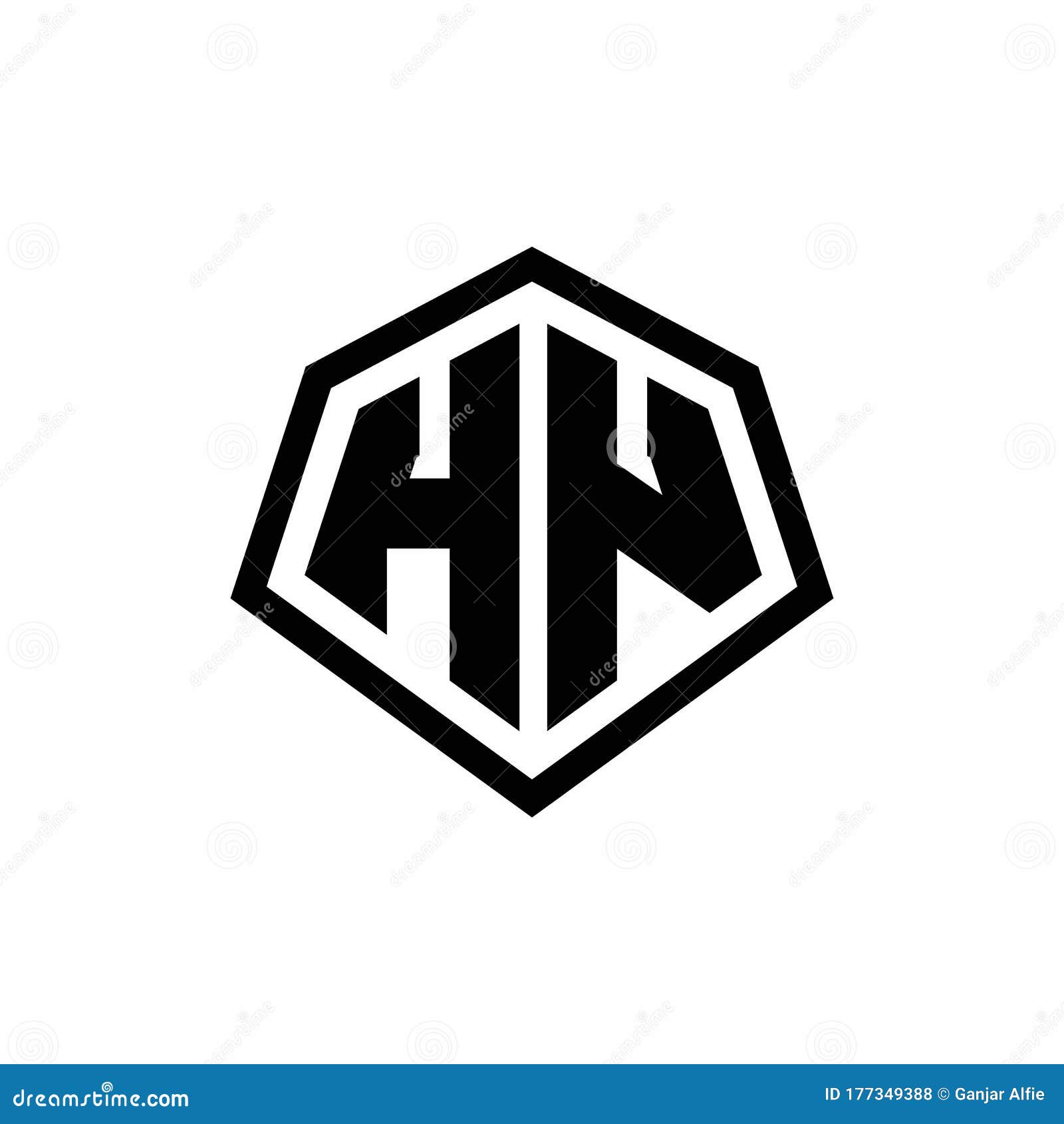 HN Monogram Logo with Hexagon Shape and Line Rounded Style Design ...