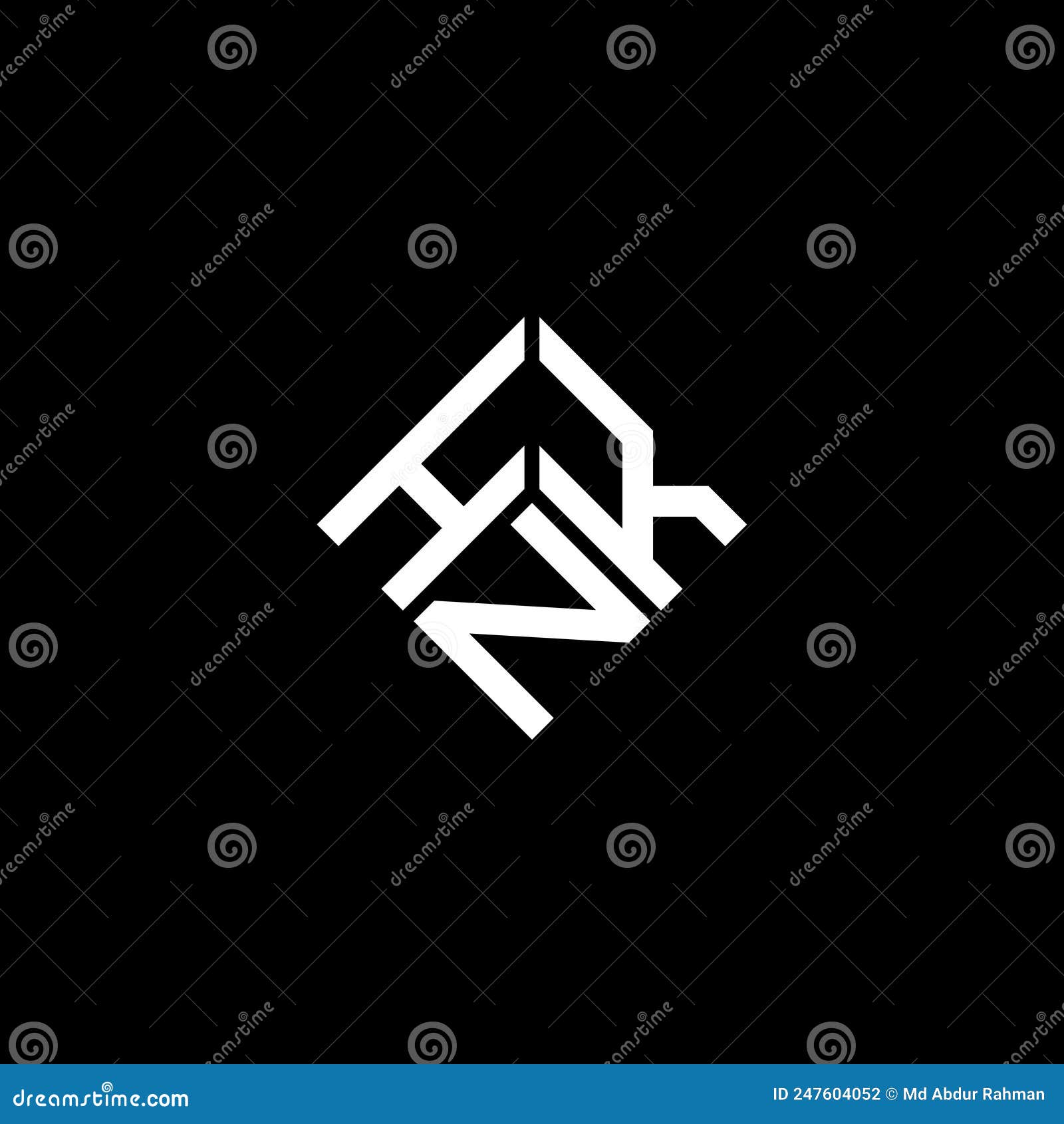 HNK Letter Logo Design on Black Background. HNK Creative Initials ...