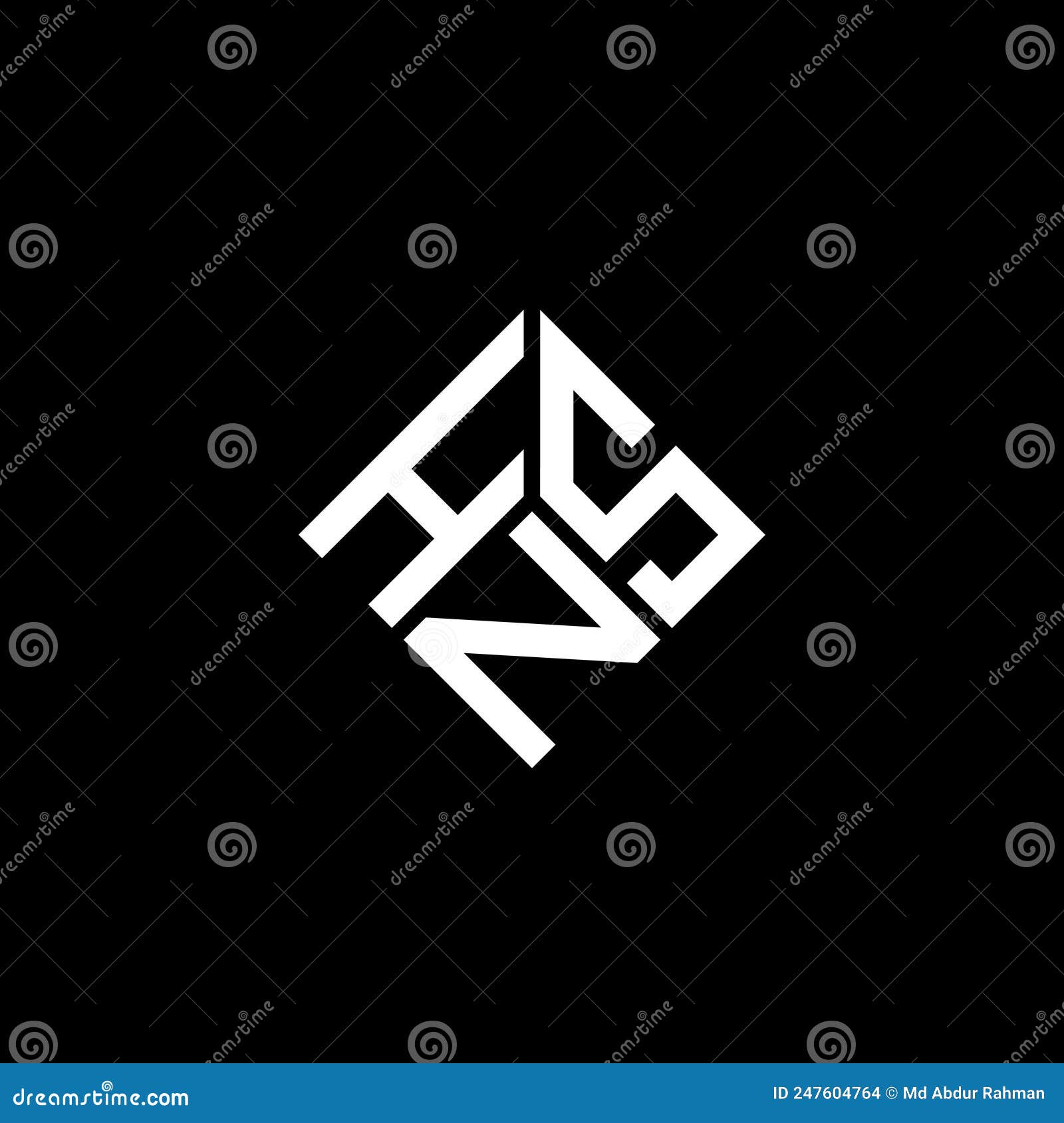 HNS Letter Logo Design on Black Background. HNS Creative Initials ...