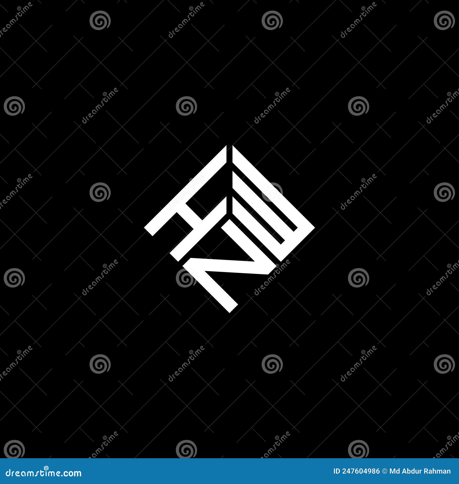 HNW Letter Logo Design on Black Background. HNW Creative Initials ...