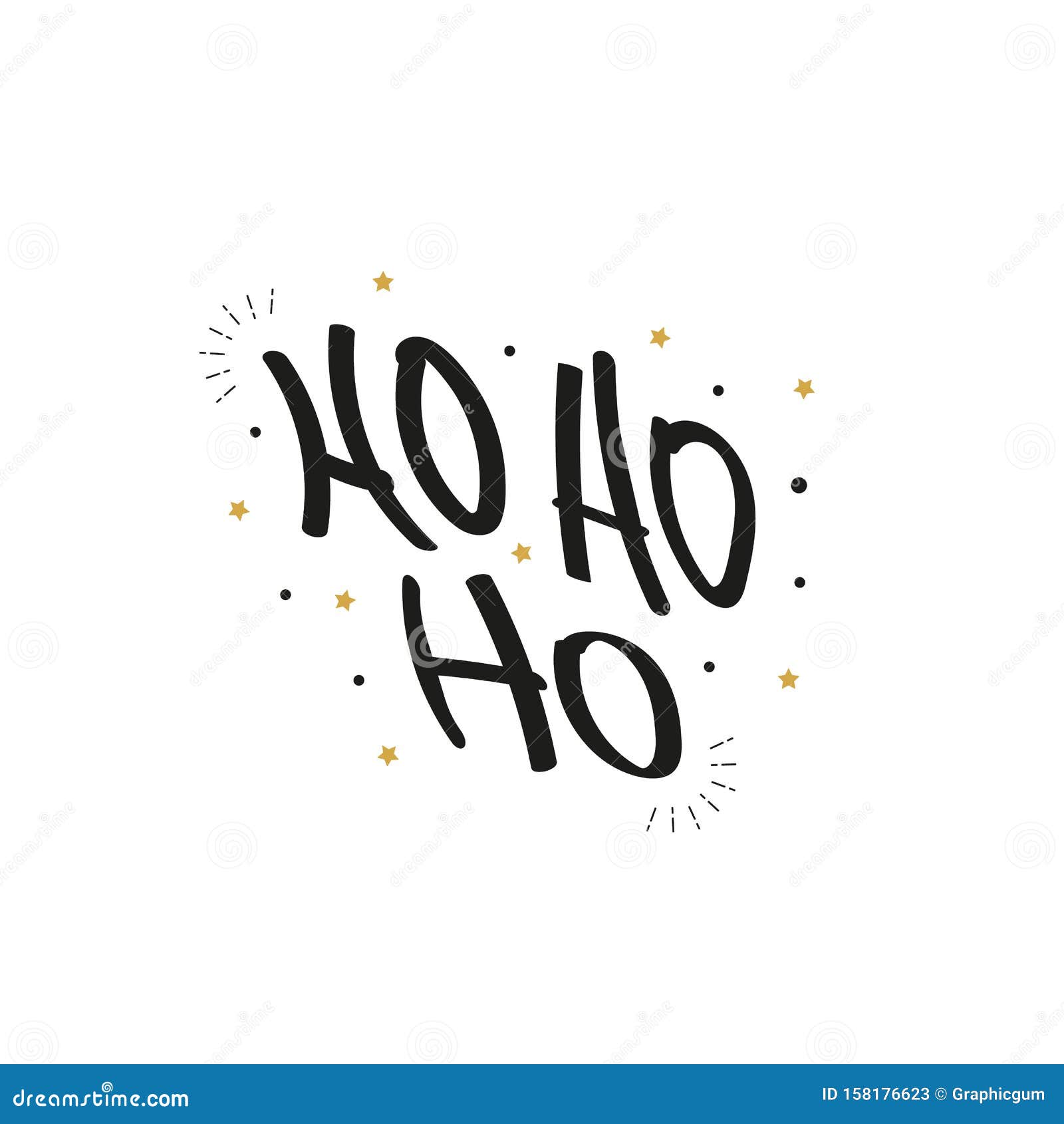 Ho Ho Ho Christmas Vector Gold Greeting Text Lettering White Background ...