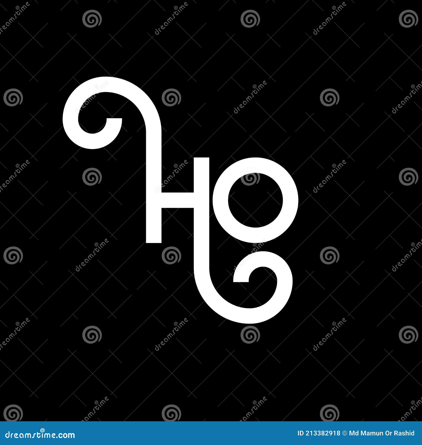 HO Letter Logo Design on Black Background. HO Creative Initials Letter ...