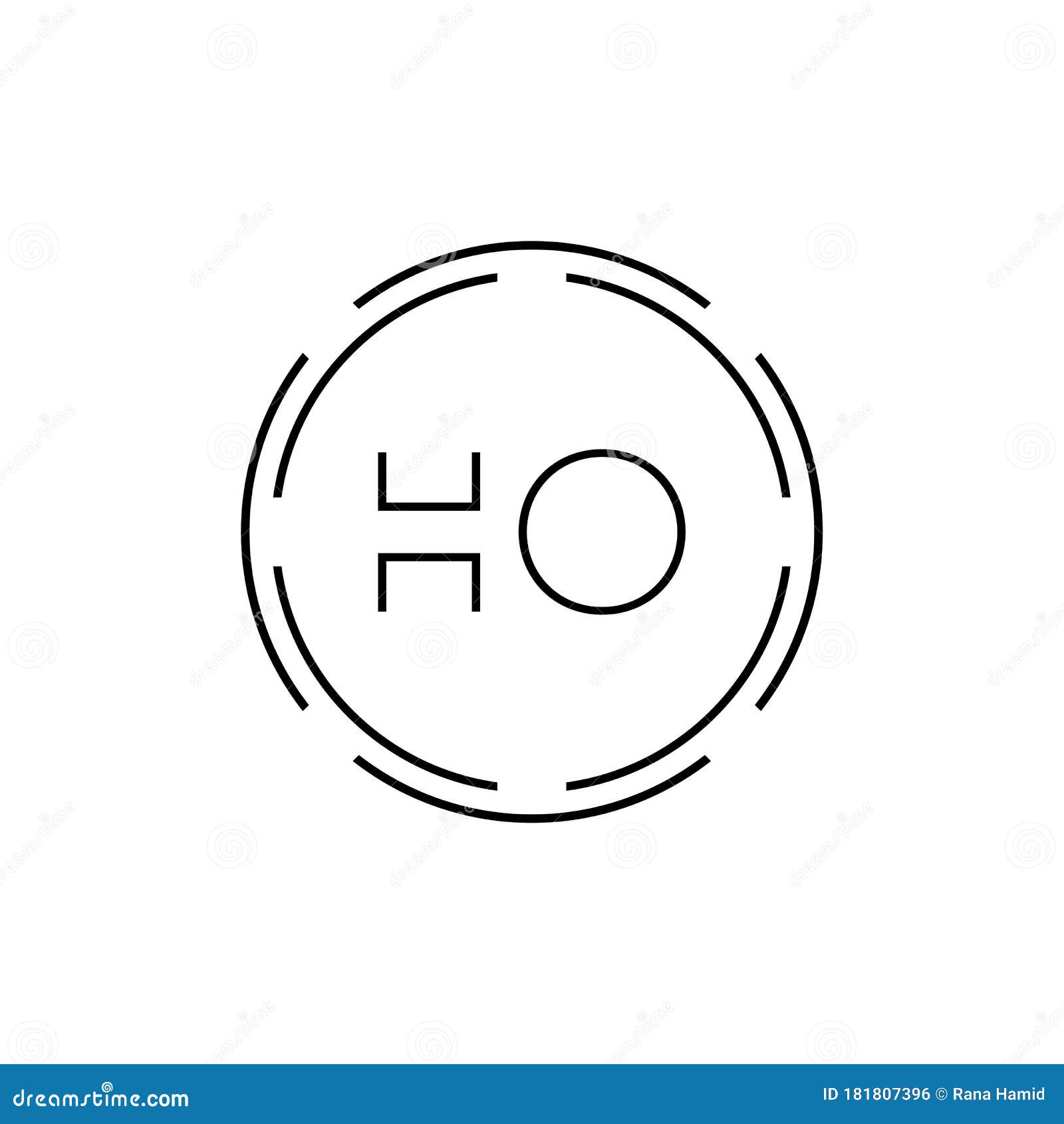 HO Logo Design Vector Template. Initial Circle Letter HO Vector ...
