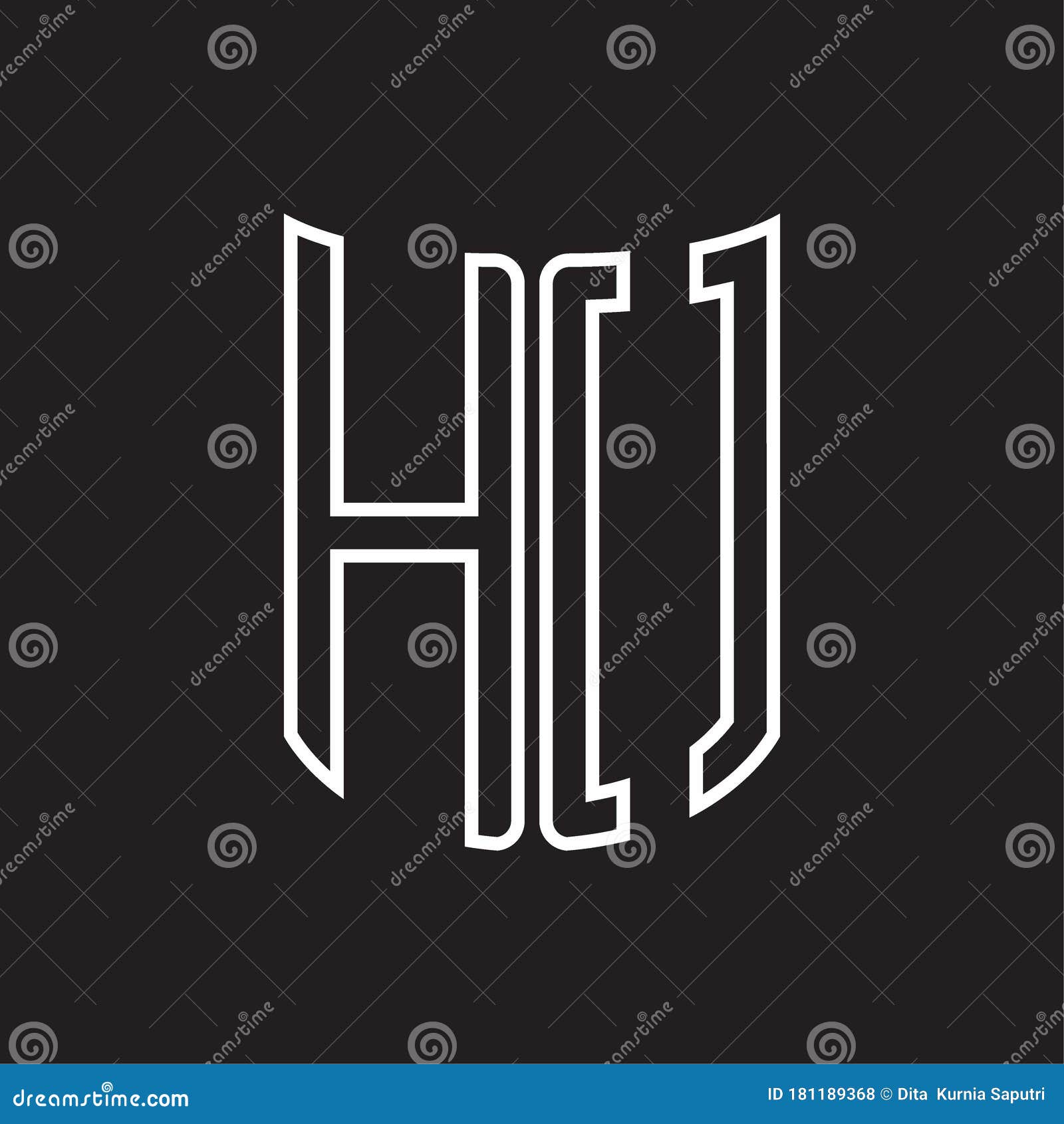 HO Logo Monogram with Ribbon Style Outline Design Template Stock Vector ...