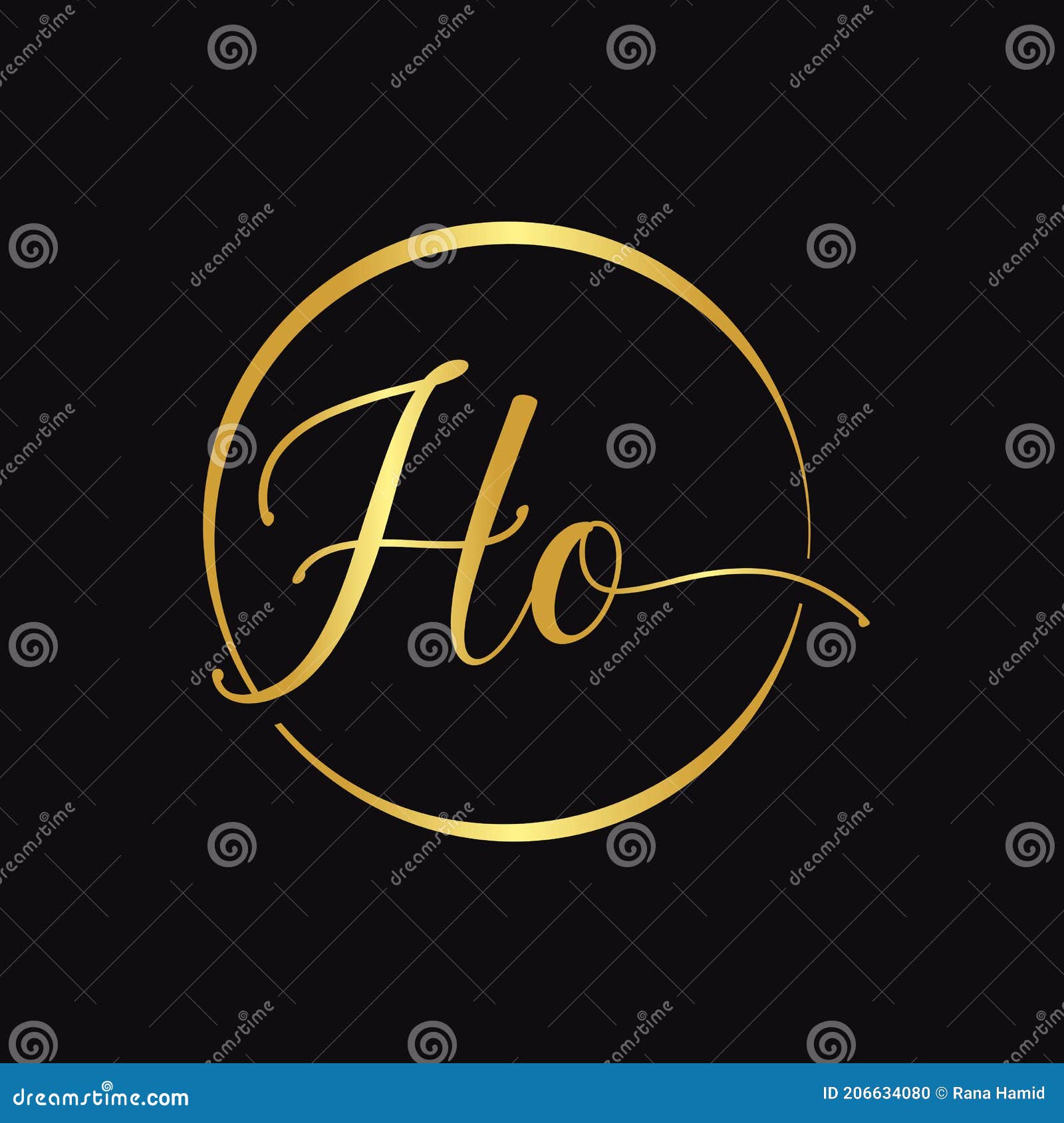 HO Script Logo Design Vector Template. Initial Calligraphy Letter HO ...
