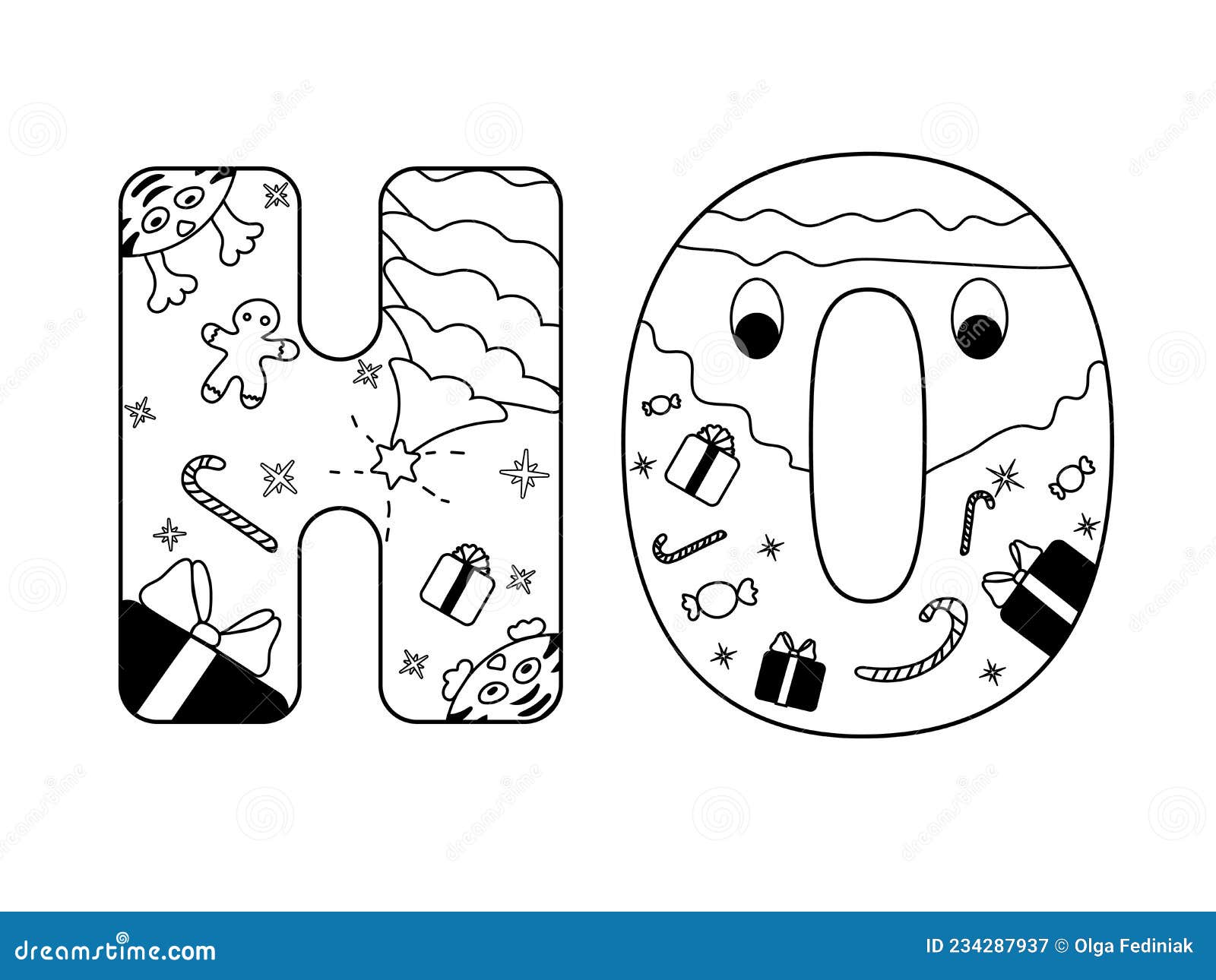 Ho Ho Ho. Two Letters with a Pattern Inside. Symbol of the Year ...