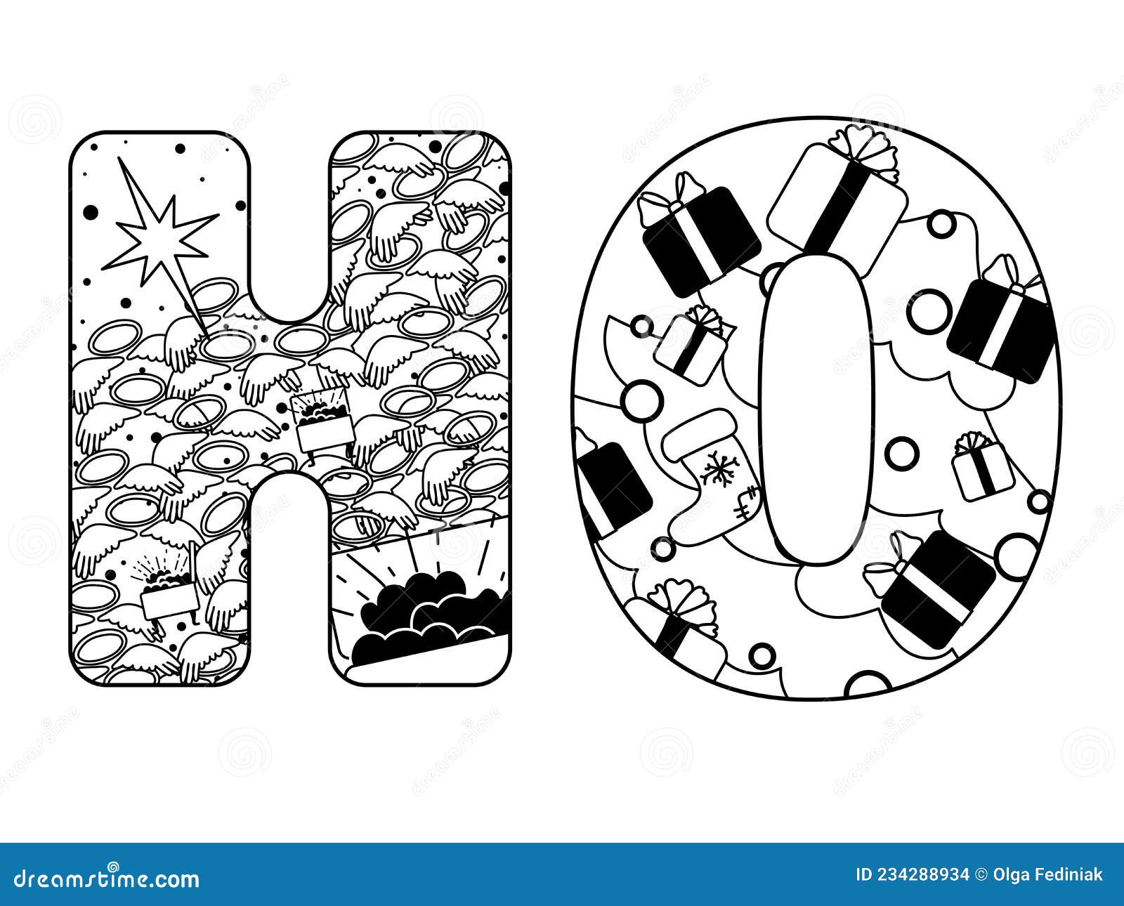 Ho Ho Ho. Two Letters with a Pattern Inside. Symbol of the Year ...