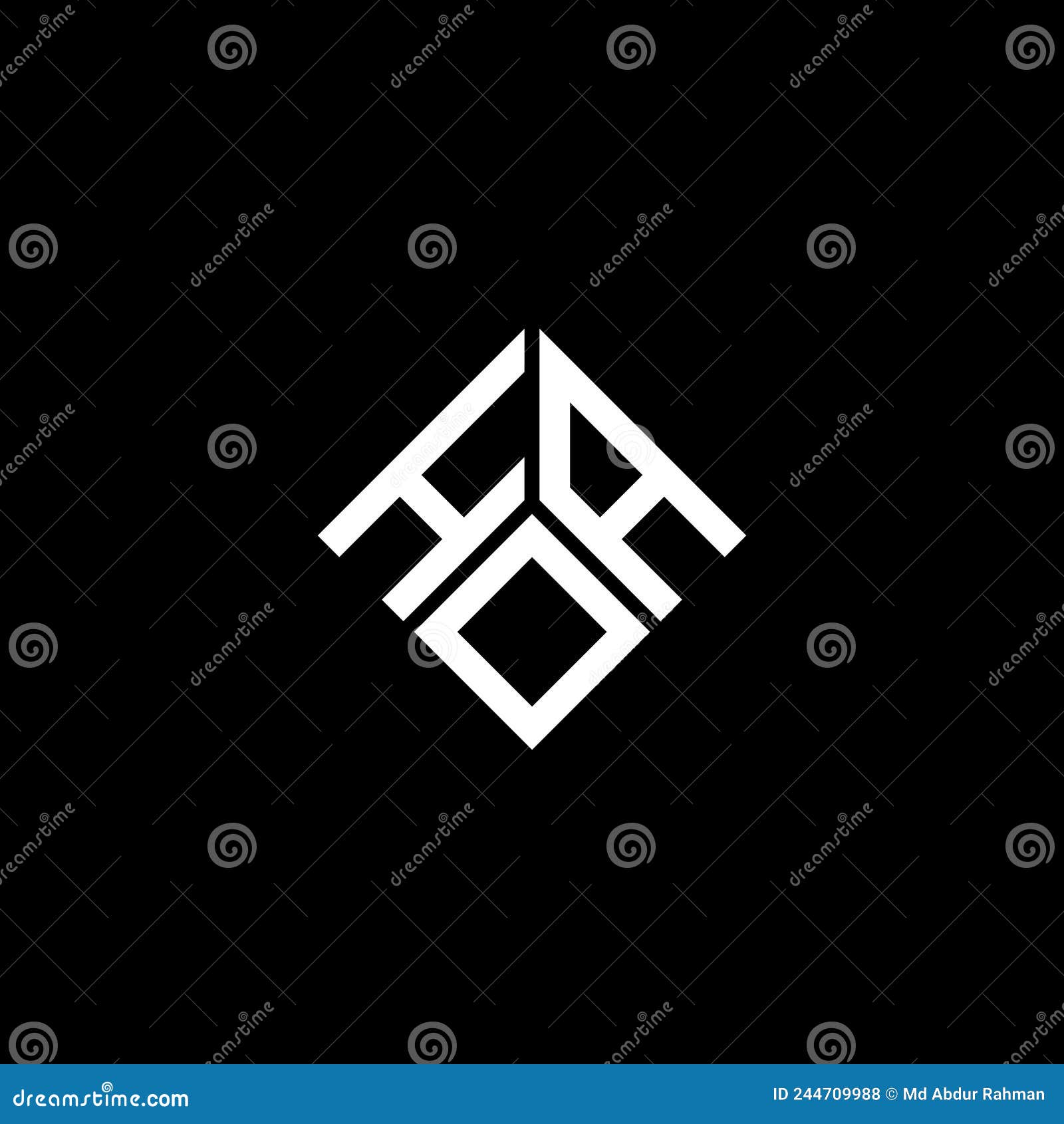 HOA Letter Logo Design On Black Background. HOA Creative Initials ...