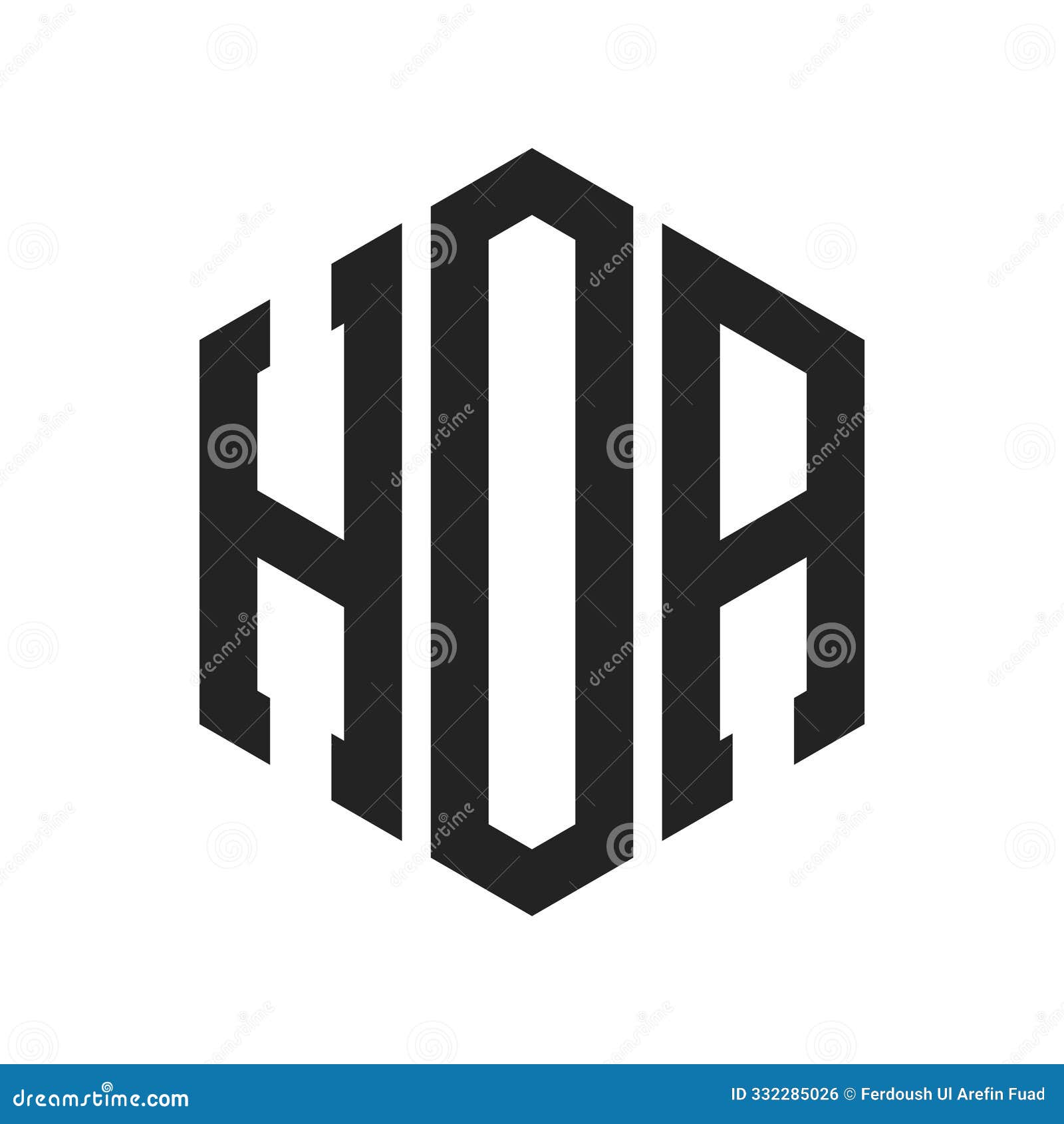 HOA Logo Design. Initial Letter HOA Monogram Logo Using Hexagon Shape ...