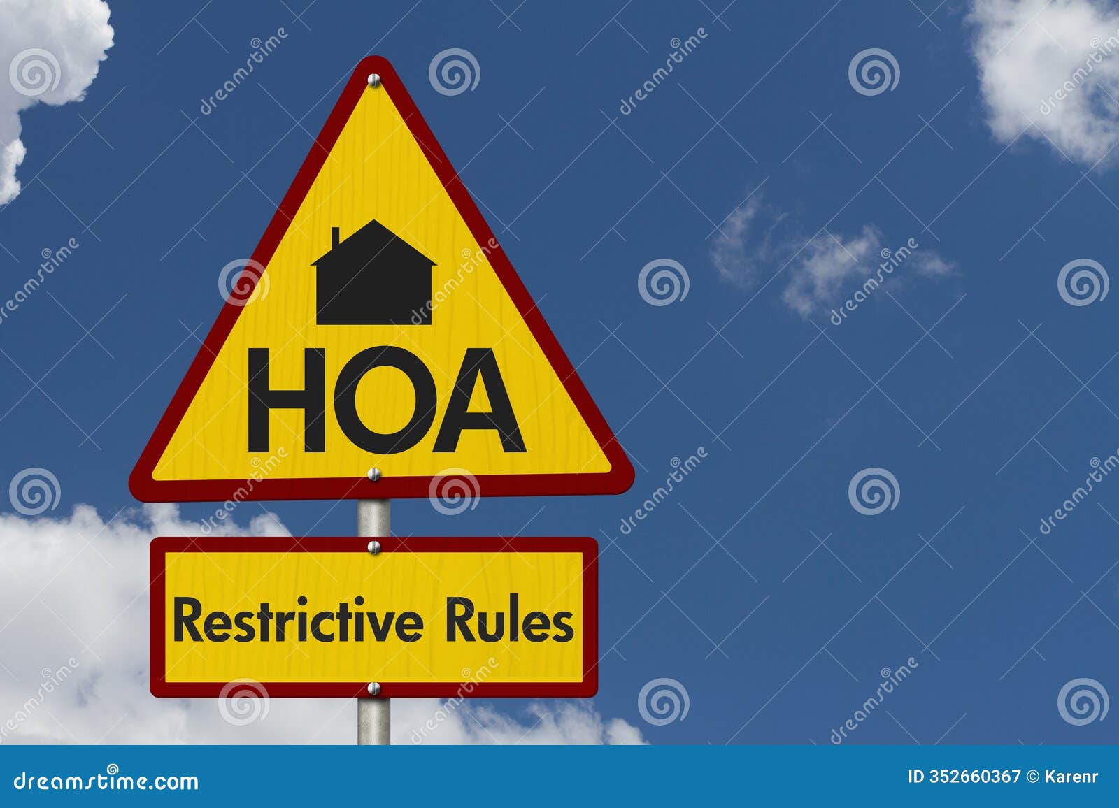 HOA Restrictive Rules Warning Sign Isolated On White Royalty-Free Stock ...