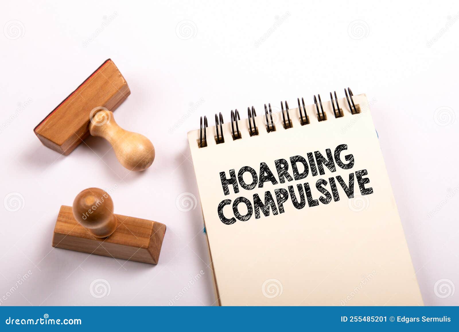 Hoarding Compulsive Text Written on a Notebook. Stamps on a White ...