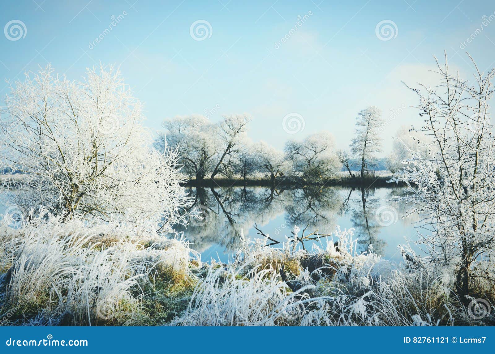 Hoarfrost Landscape on Havel River Havelland, Germany Stock Image ...