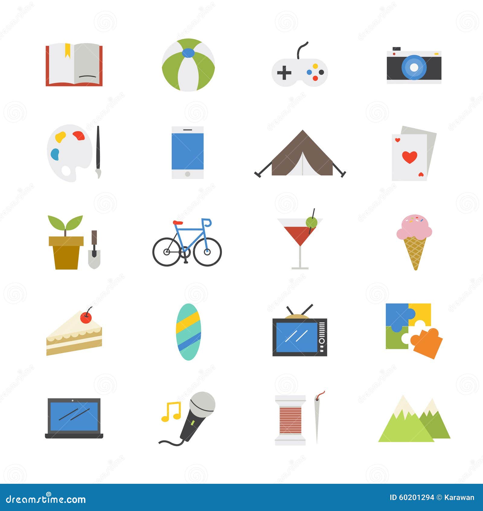 Hobbies and Activities Flat Icons Color Stock Vector - Illustration of ...