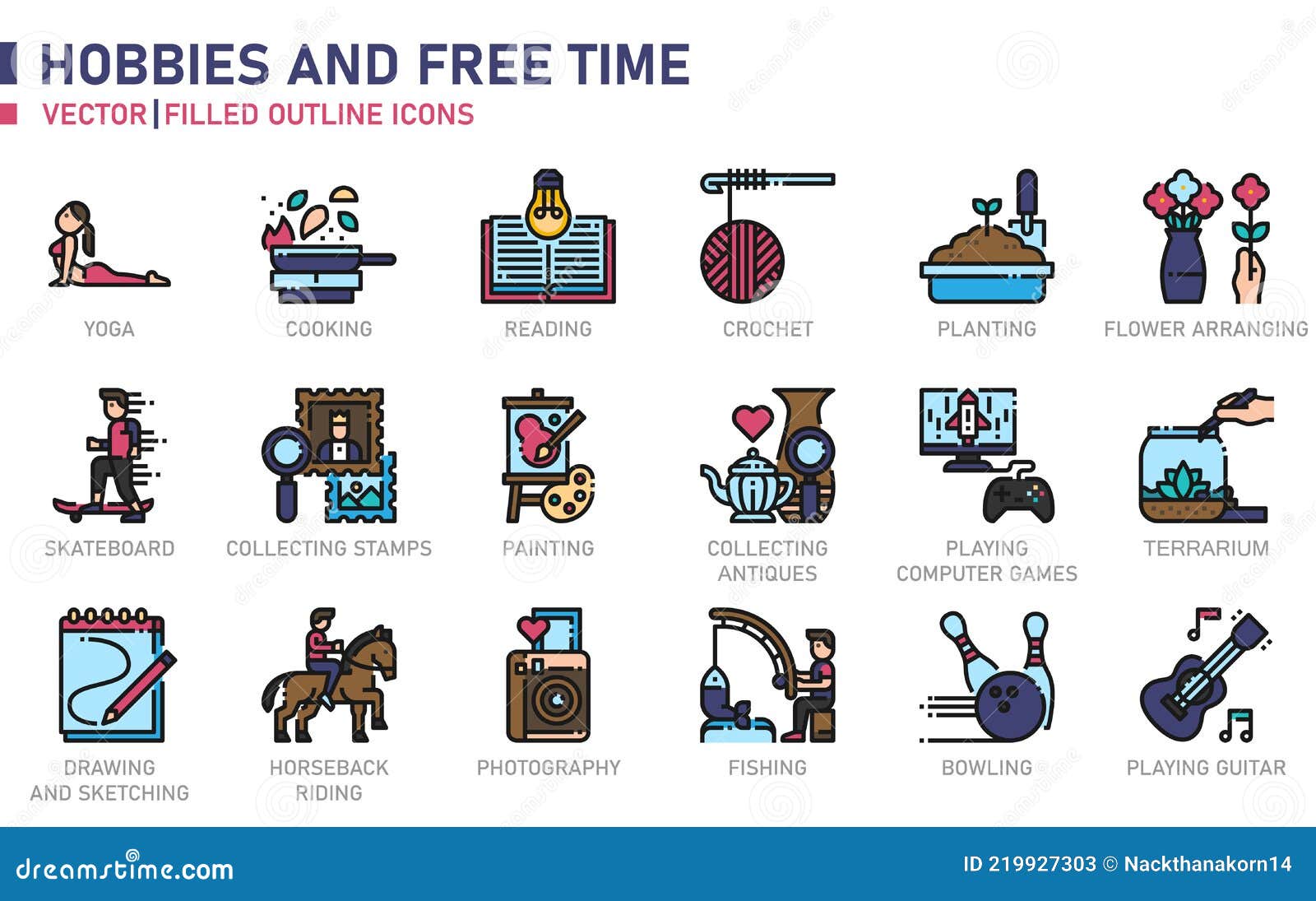 Hobbies - Poster, Brochure Cover Template Cartoon Vector ...