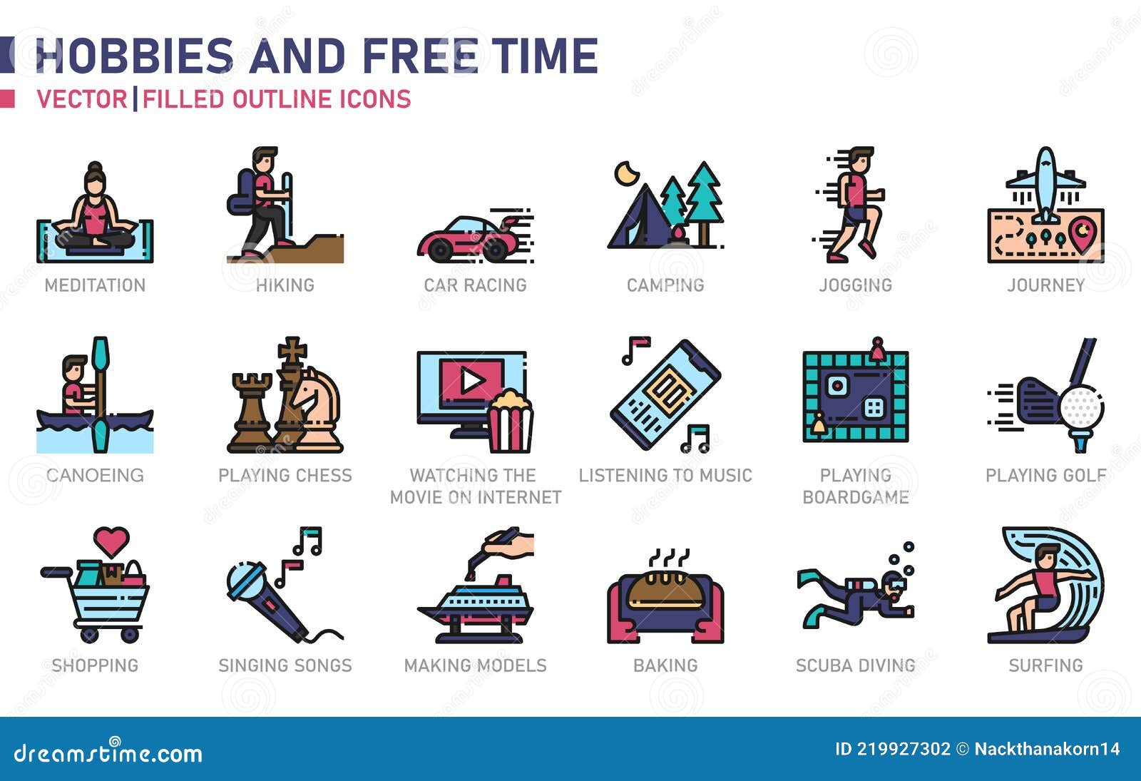 Hobbies Filled Outline Icon Stock Vector - Illustration of hobbies ...