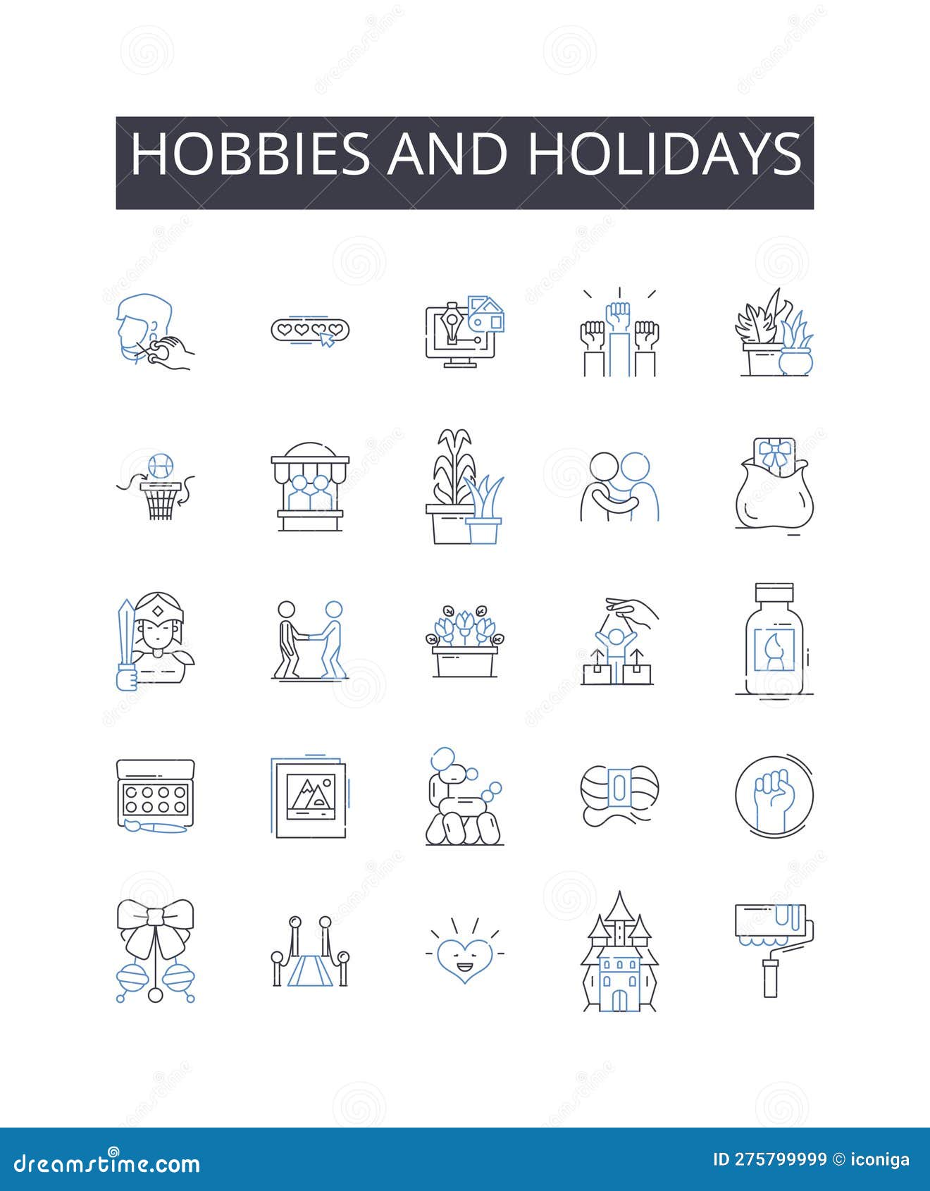 Hobbies and Holidays Line Icons Collection. Pastimes, Leisure ... Hobbies and Holidays Line Icons Collection. Pastimes, Leisure ...