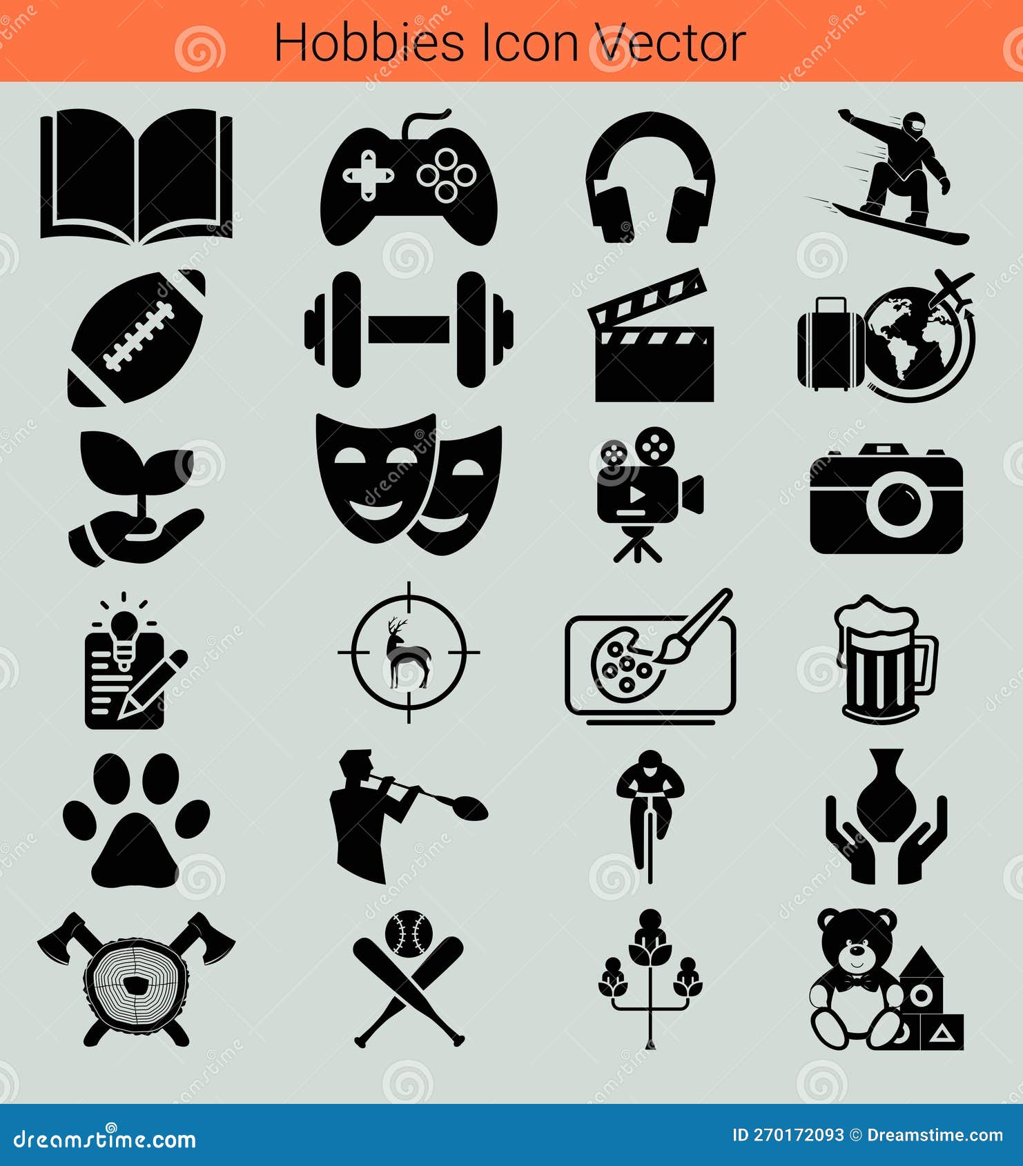 Hobbies Icons, Line Symbols, Web Signs, Vector Set, Isolated ...