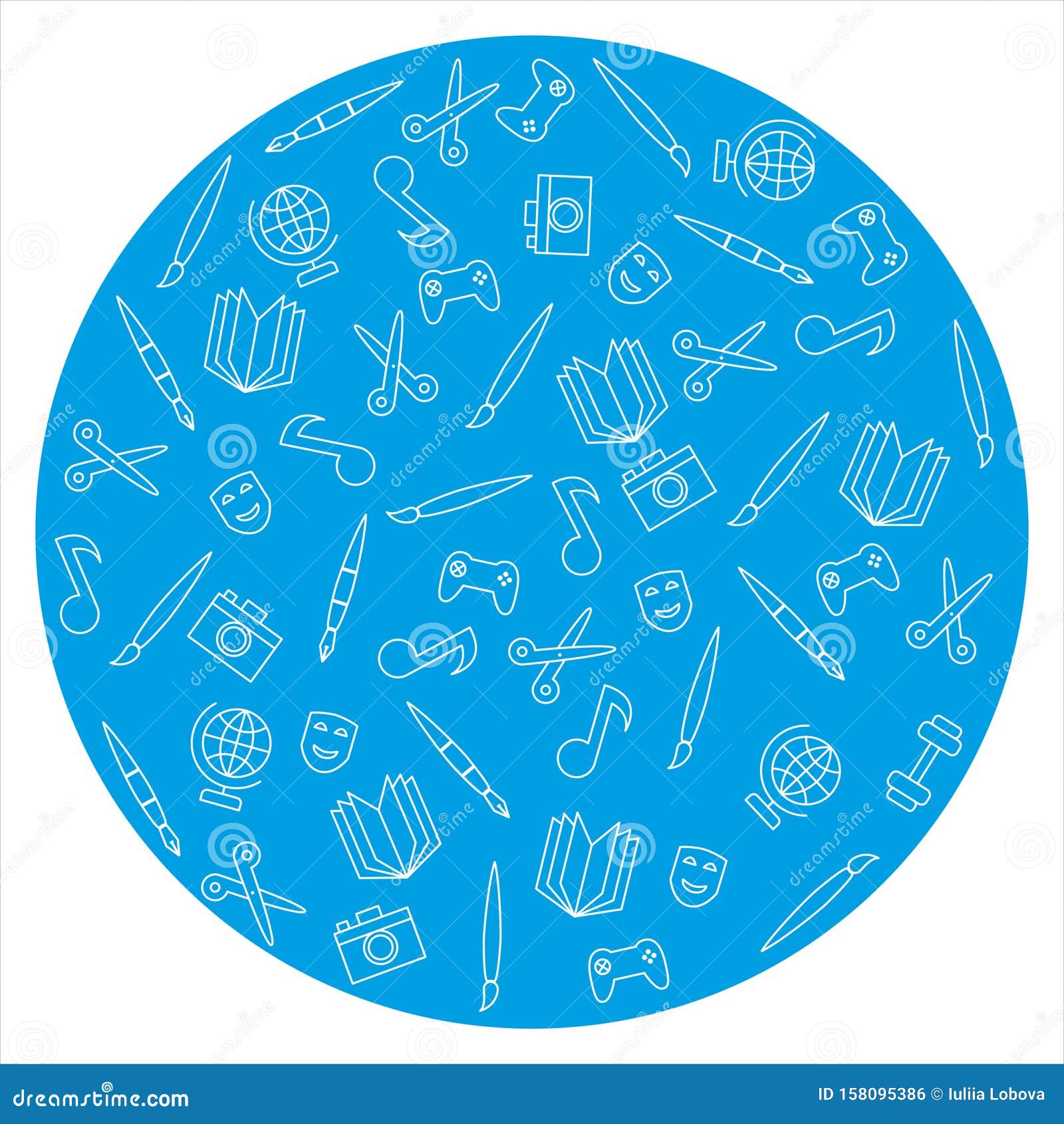 Hobbies Icons Set on Blue Background Stock Vector - Illustration of ...