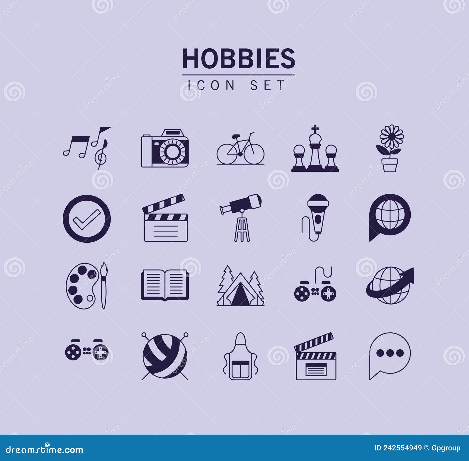 Hobbies Icons, Line Symbols, Web Signs, Vector Set, Isolated ... Hobbies Icons, Line Symbols, Web Signs, Vector Set, Isolated ...