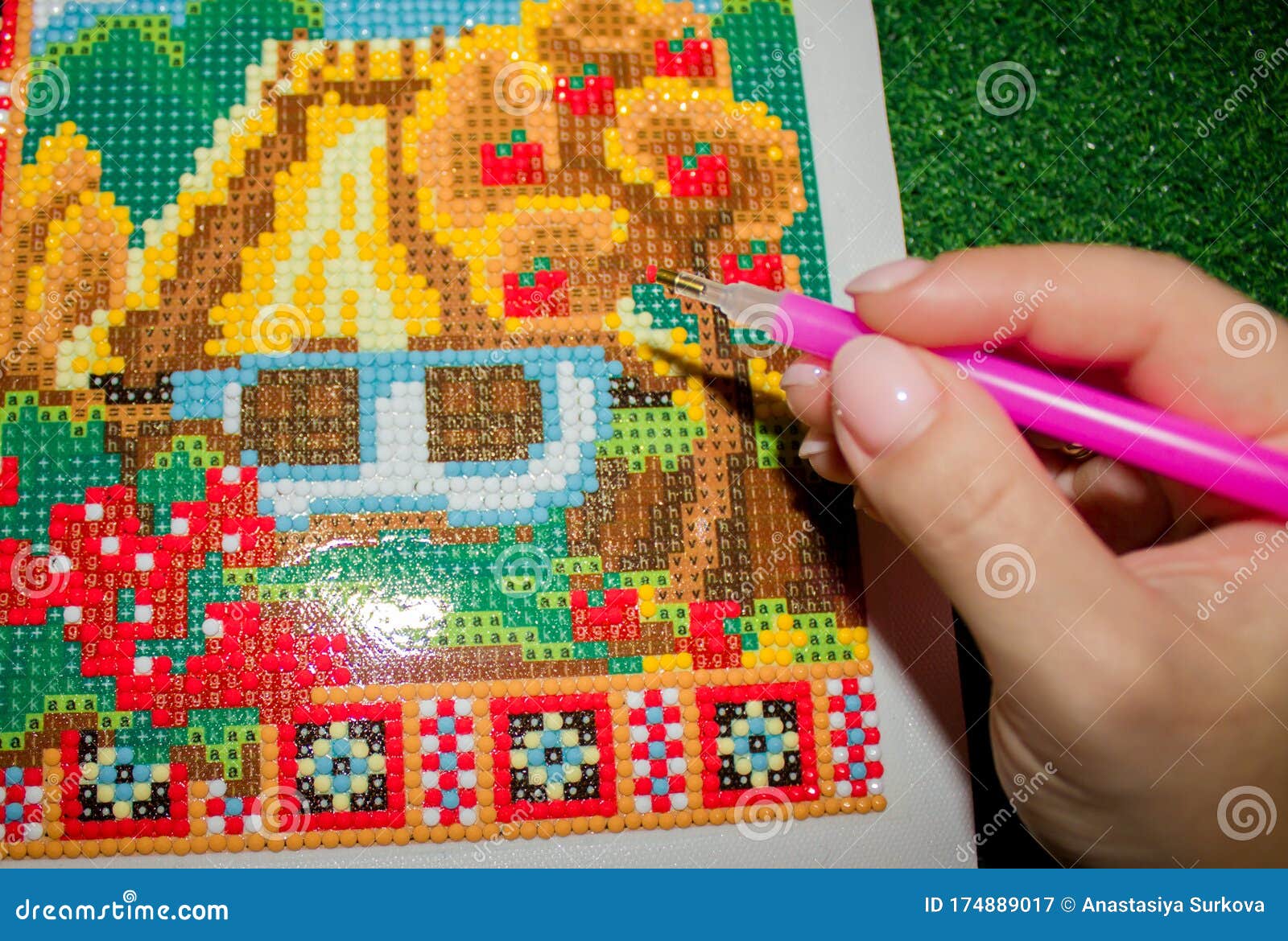 Hobbies - Laying Out Diamond Mosaics. Large Photo of the Process Stock ...