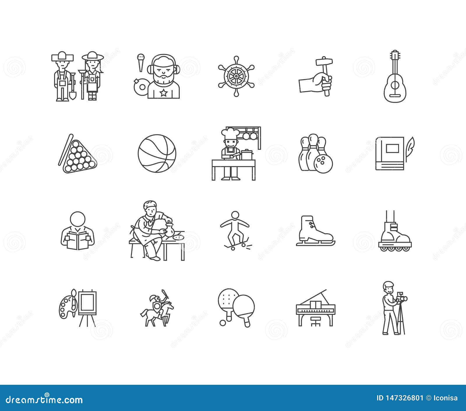 Hobbies Line Icons, Signs, Vector Set, Outline Illustration Concept ...