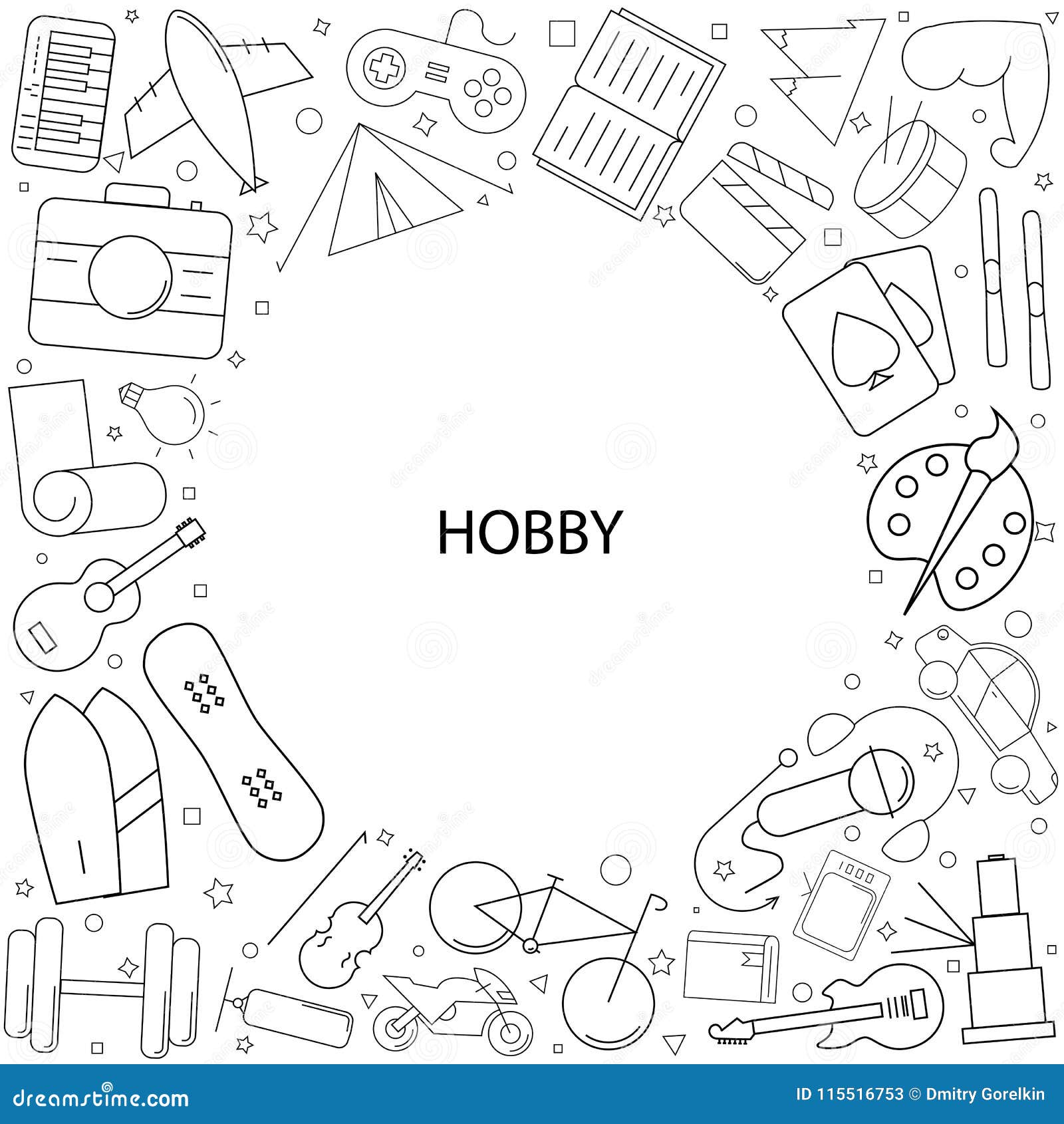 Hobby Background from Line Icon Stock Vector - Illustration of white ...
