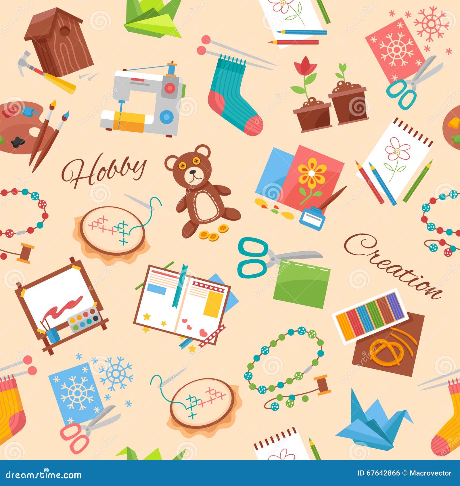 Hobby And Handicraft Pattern Vector Illustration | CartoonDealer.com ...