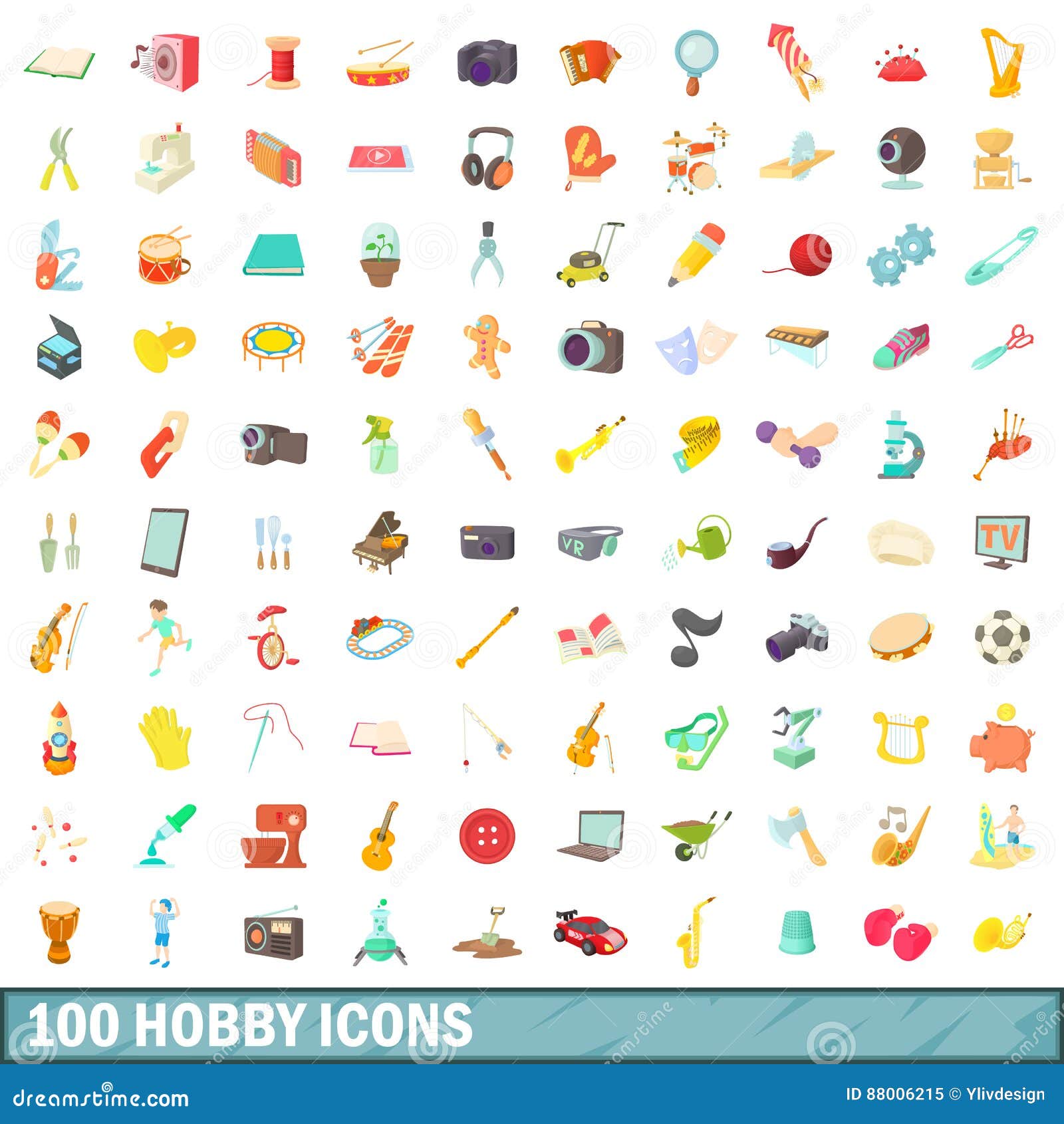 100 Hobby Icons Set, Cartoon Style Stock Vector - Illustration of ... 100 Hobby Icons Set, Cartoon Style Stock Vector - Illustration of ...