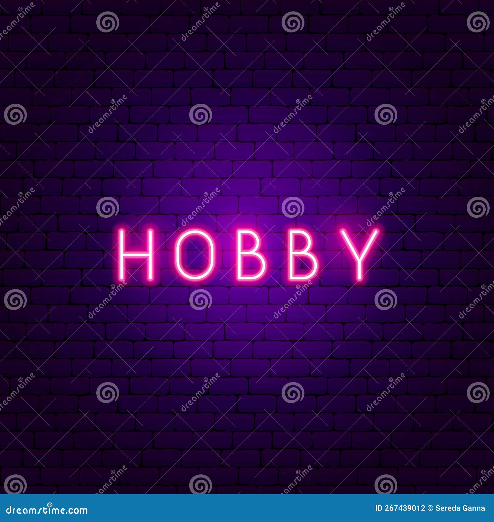 Hobby Neon Text stock vector. Illustration of handicraft - 267439012