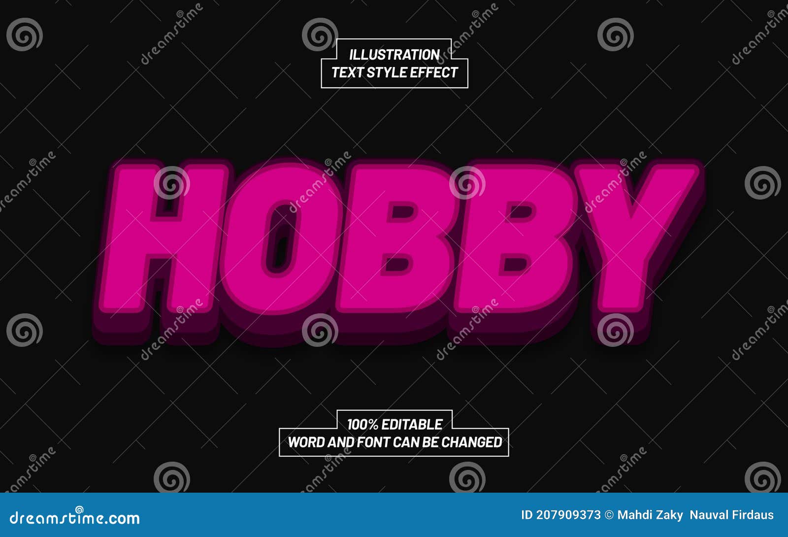 Hobby Pink Text Style Effect Stock Vector - Illustration of editable ...