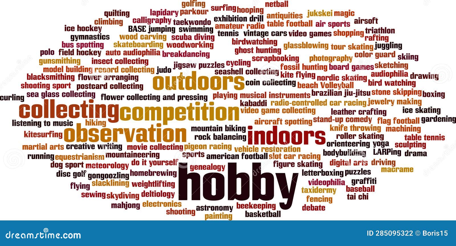 Hobby word cloud stock vector. Illustration of pursuit - 285095322