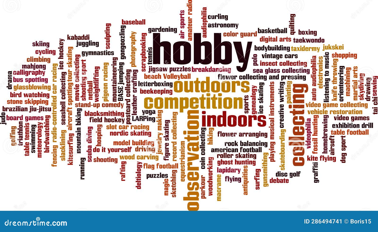 Hobby word cloud stock illustration. Illustration of sideline - 286494741