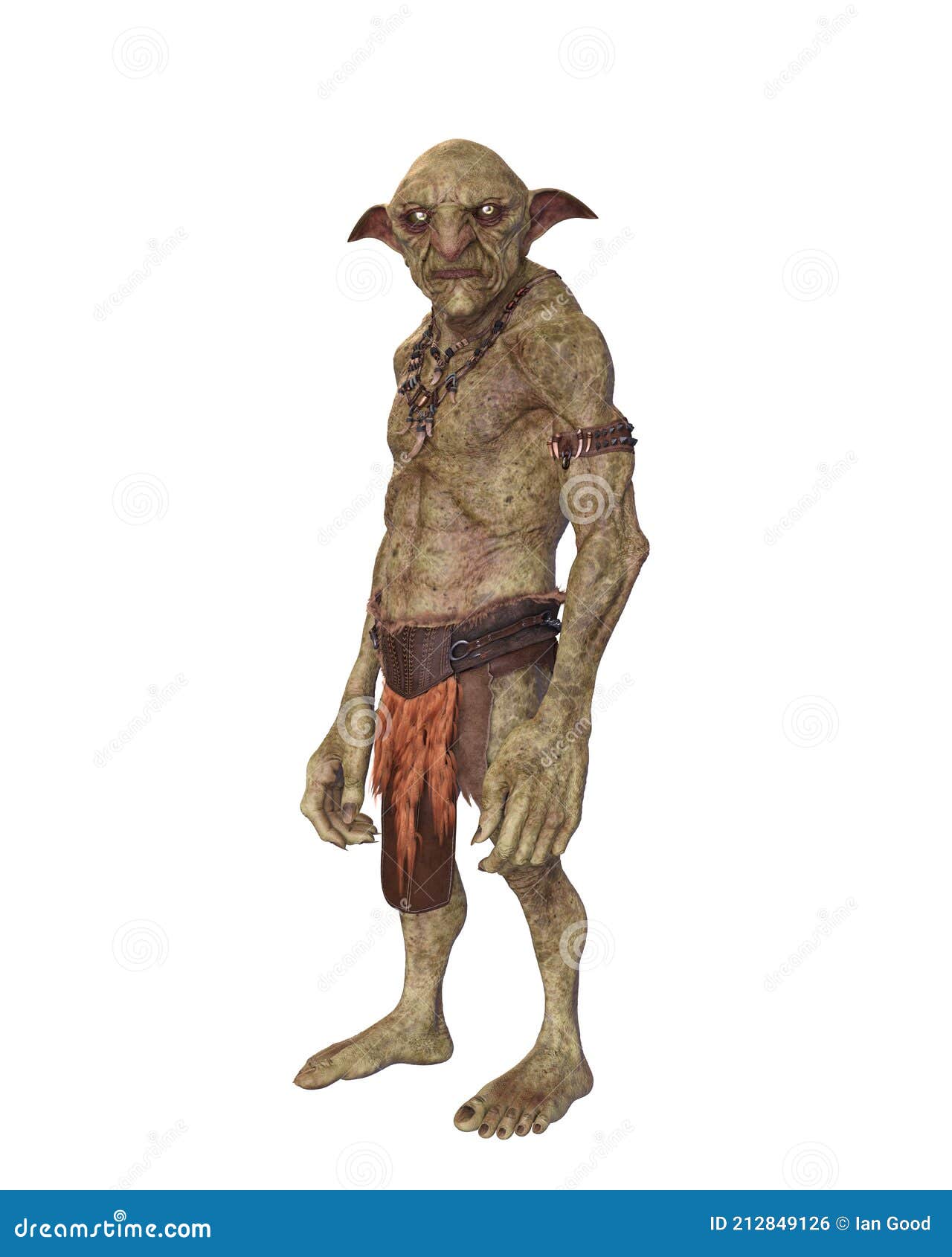 Goblin Standing Side View. 3d Illustration Isolated on White Background ...