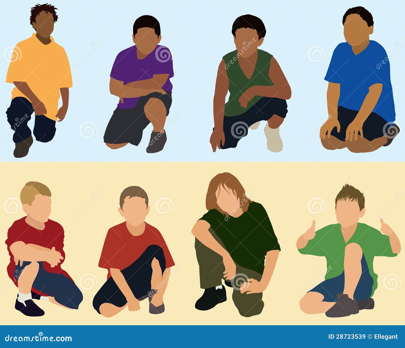 Hockende Oder Kniende Jungen Vektor Abbildung - Illustration von ...