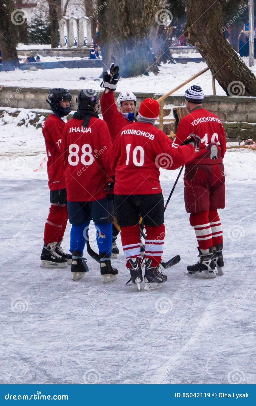 Hockey Competitions the Team before Game Performs a Ritual Embrace ...
