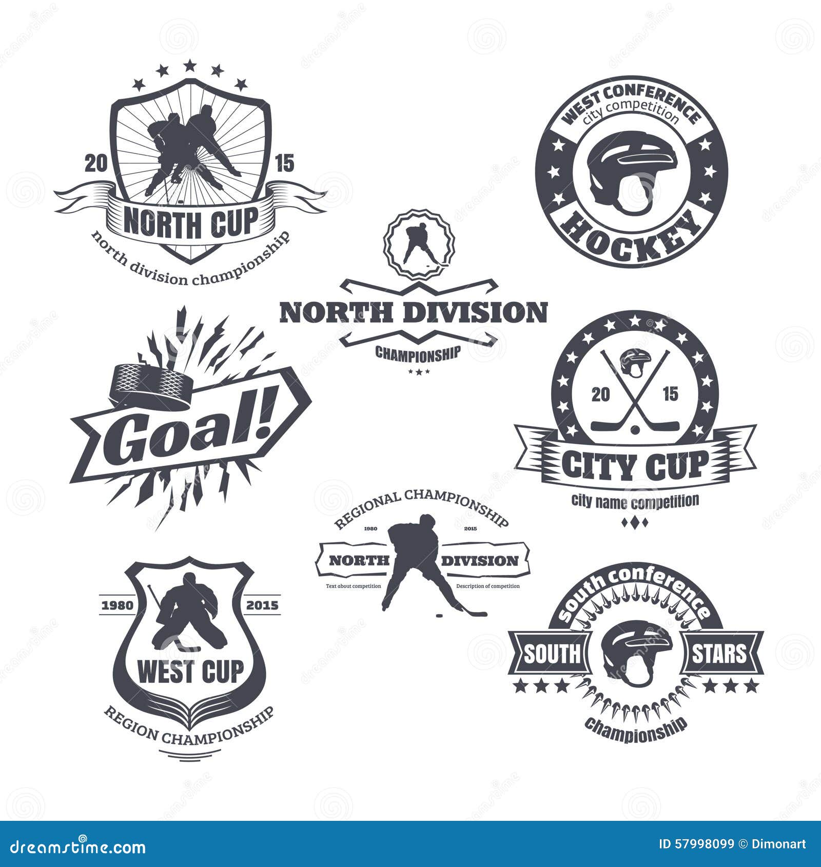 Hockey emblems stock vector. Illustration of game, hockey - 57998099