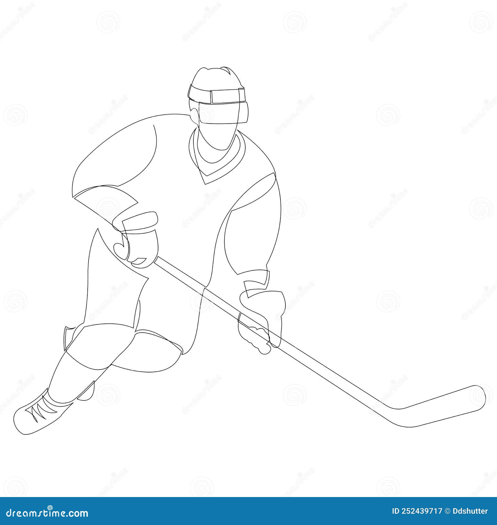 Hockey Player Continuous Line Drawing. One Line Vector Illustration ...