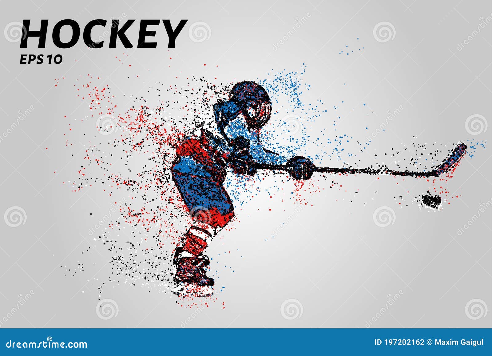 Hockey Player Hits a Hockey Stick. Hockey from the Particles Stock ...
