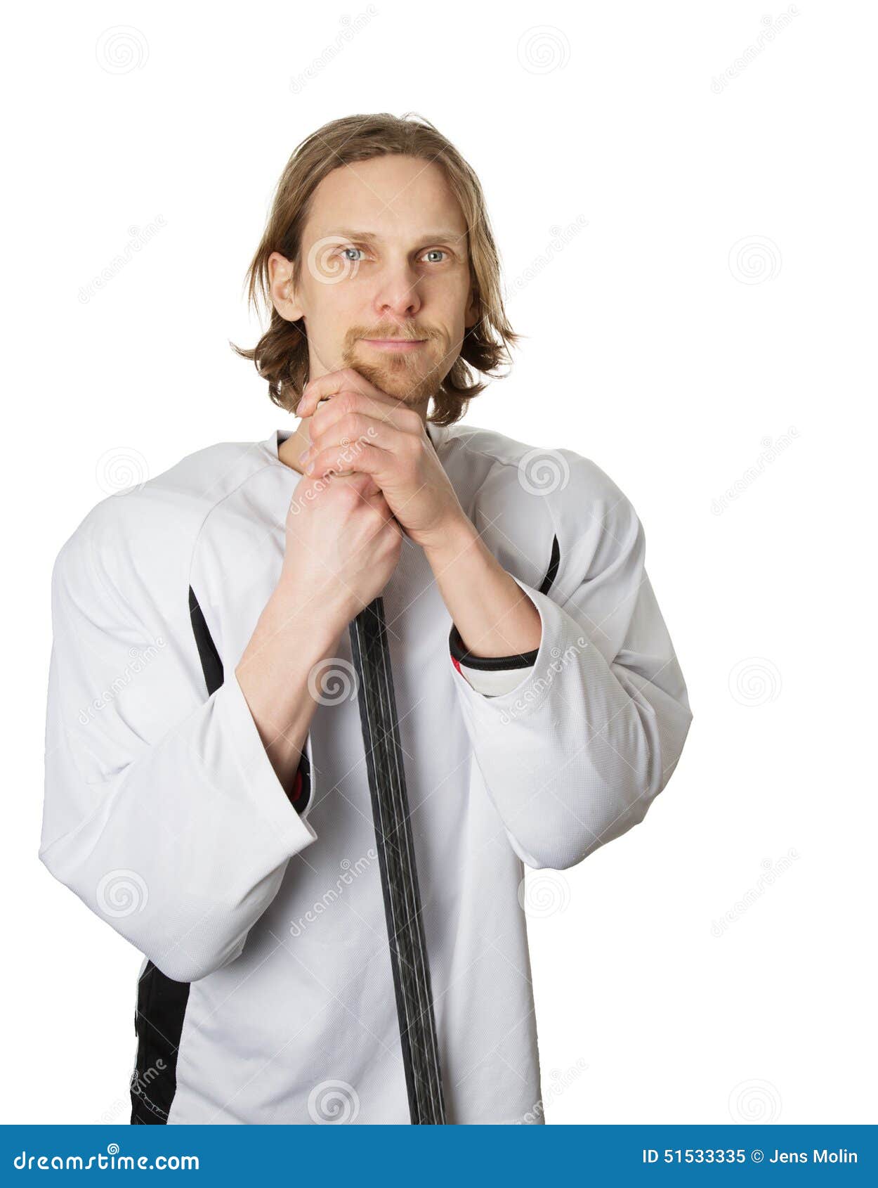 Hockey Player Leaning on Stick Stock Image - Image of hockey ...