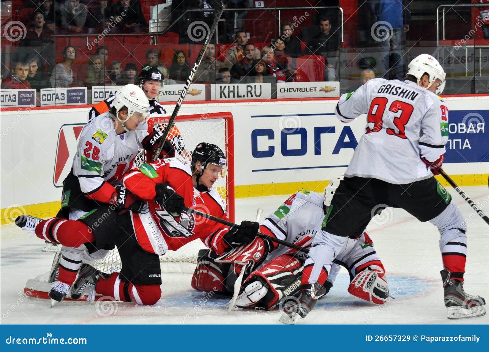 Hockey Players Fighting for the Puck Editorial Stock Image - Image of ...